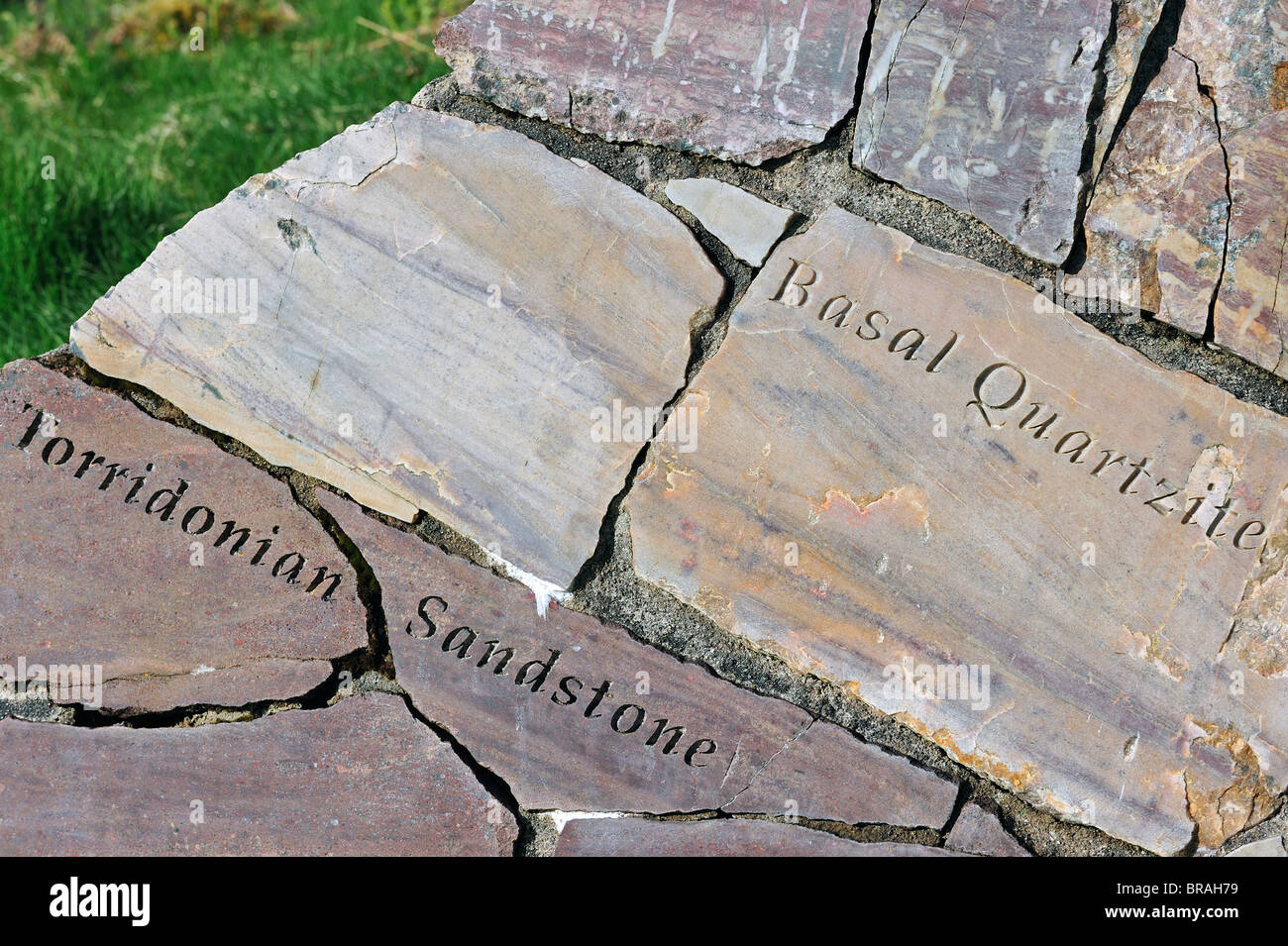 Basal quartzite and Torridonian sandstone rock, part of the Knockan ...
