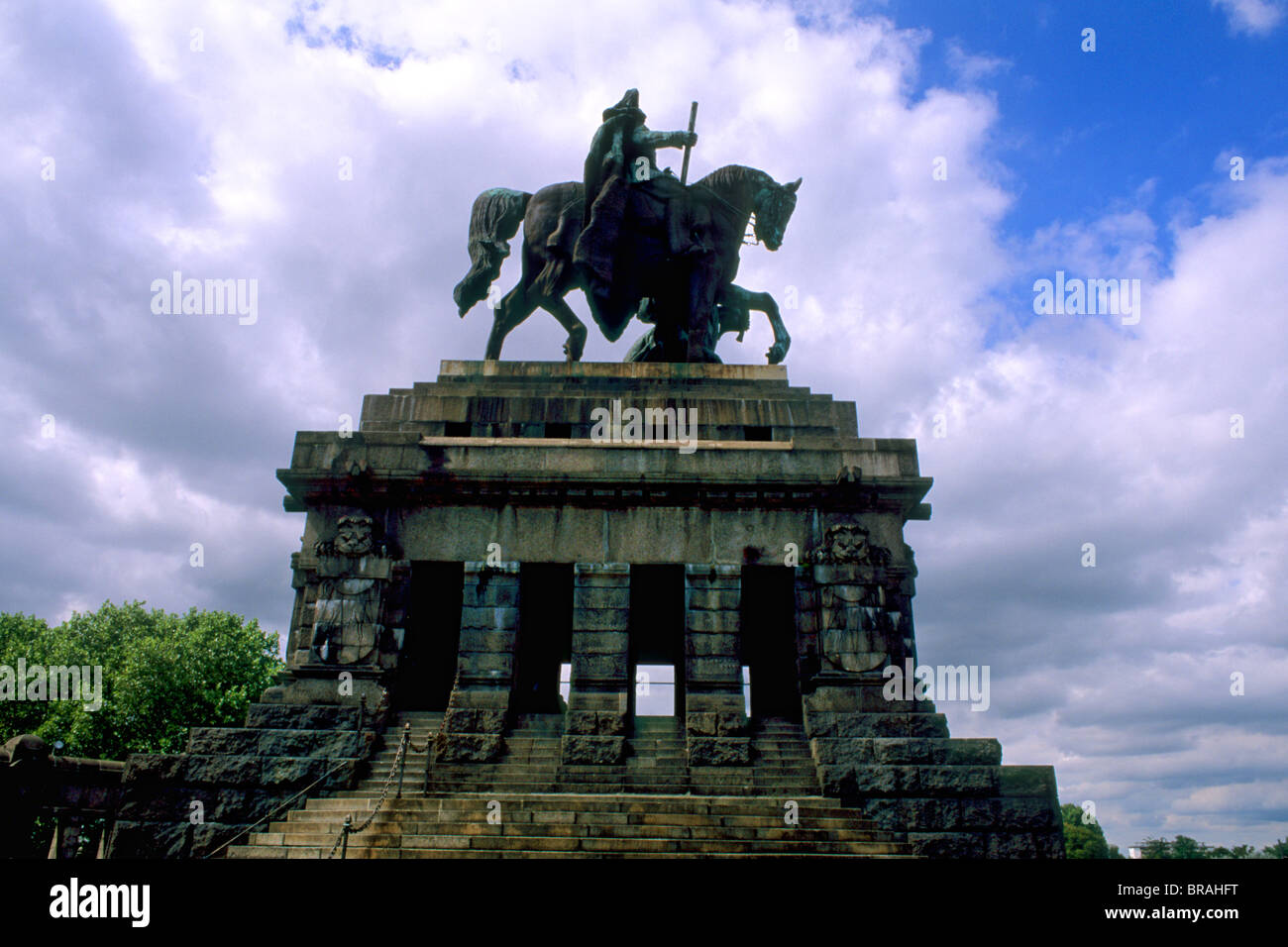 Germany Koblenz Old Town by Rhine River Statue of Emperor Kaiser ...