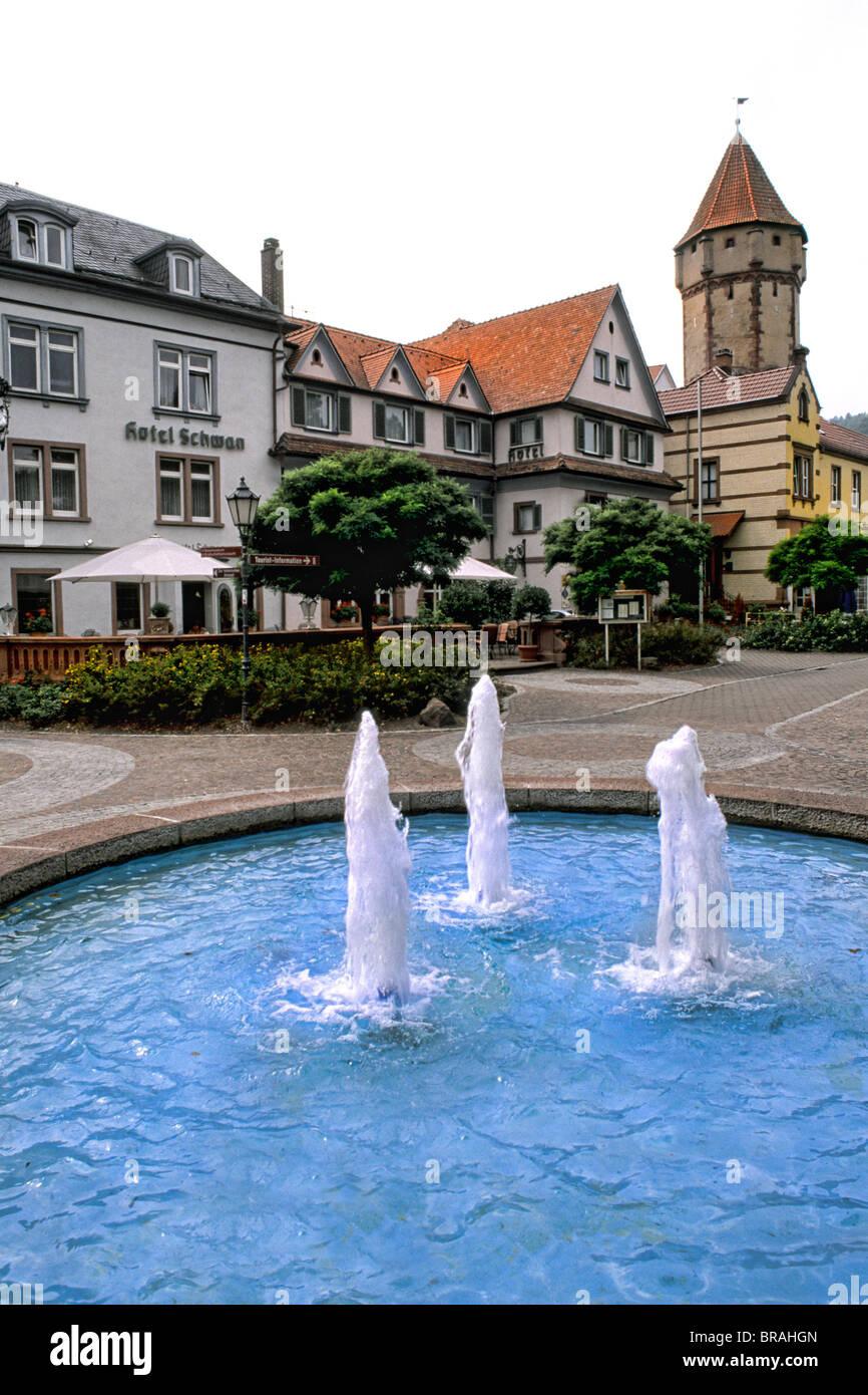 Germany Wertheim Old Town by Rhine River fountains Stock Photo - Alamy