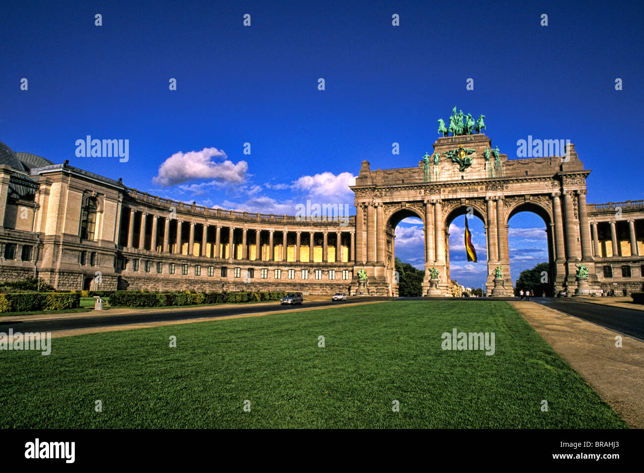 Belgium Brussels Arch of Cinquatenaire colorful monument in Belgium ...