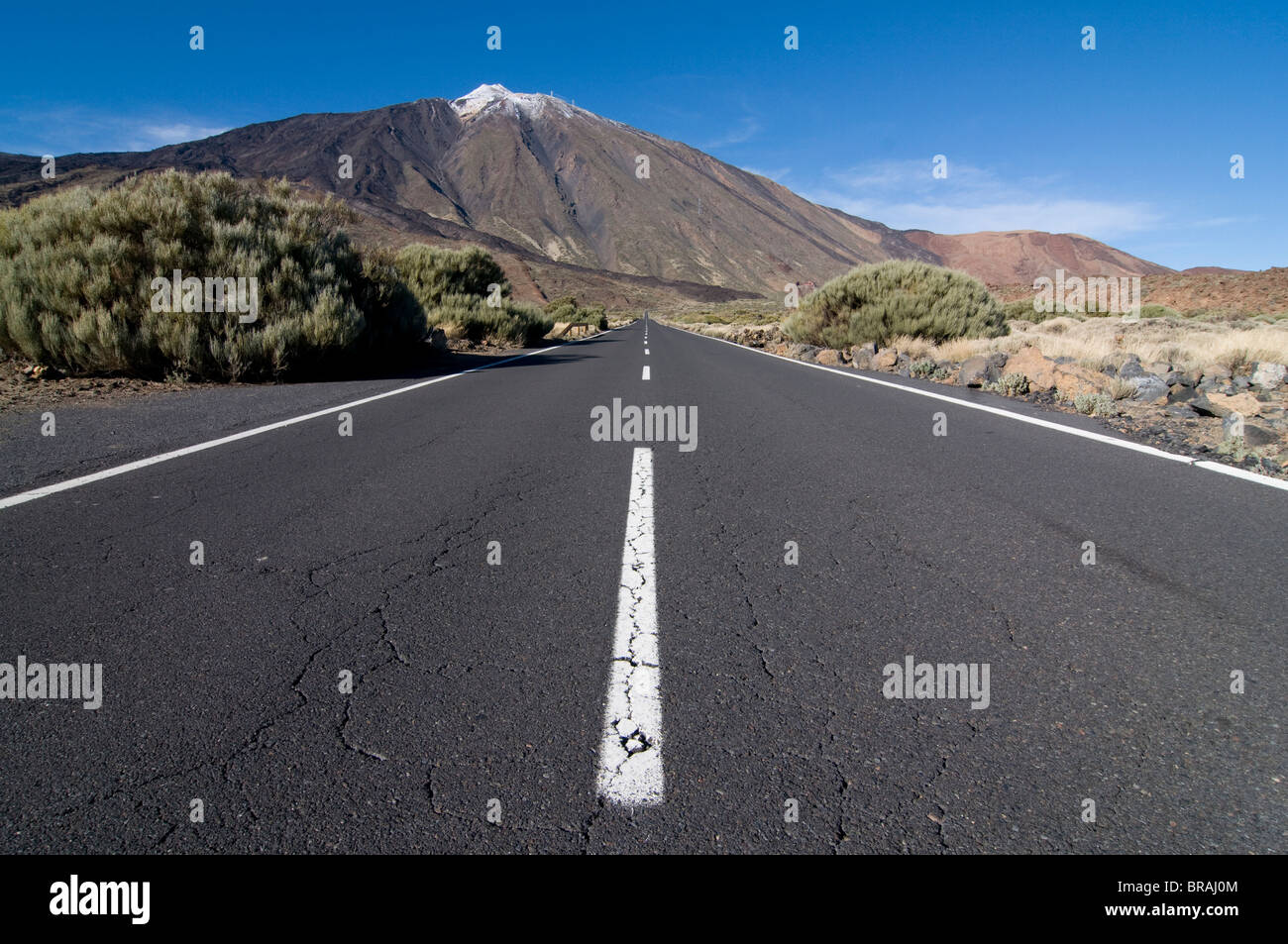Road leading to El Teide volcano, Tenerife, Canary Islands, Spain ...