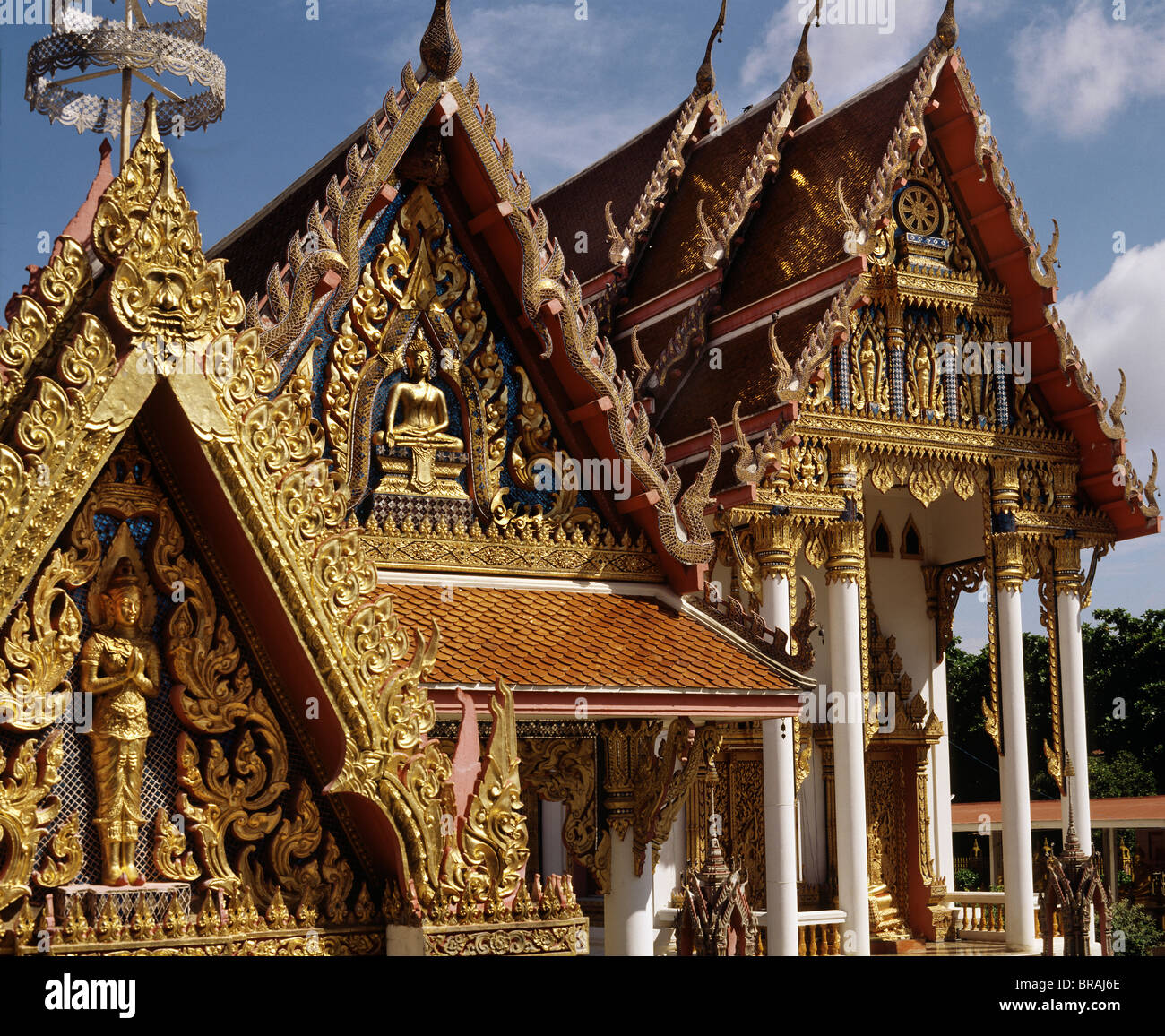 A contemporary Thai temple, Ayuttaya province, Thailand, Southeast Asia ...
