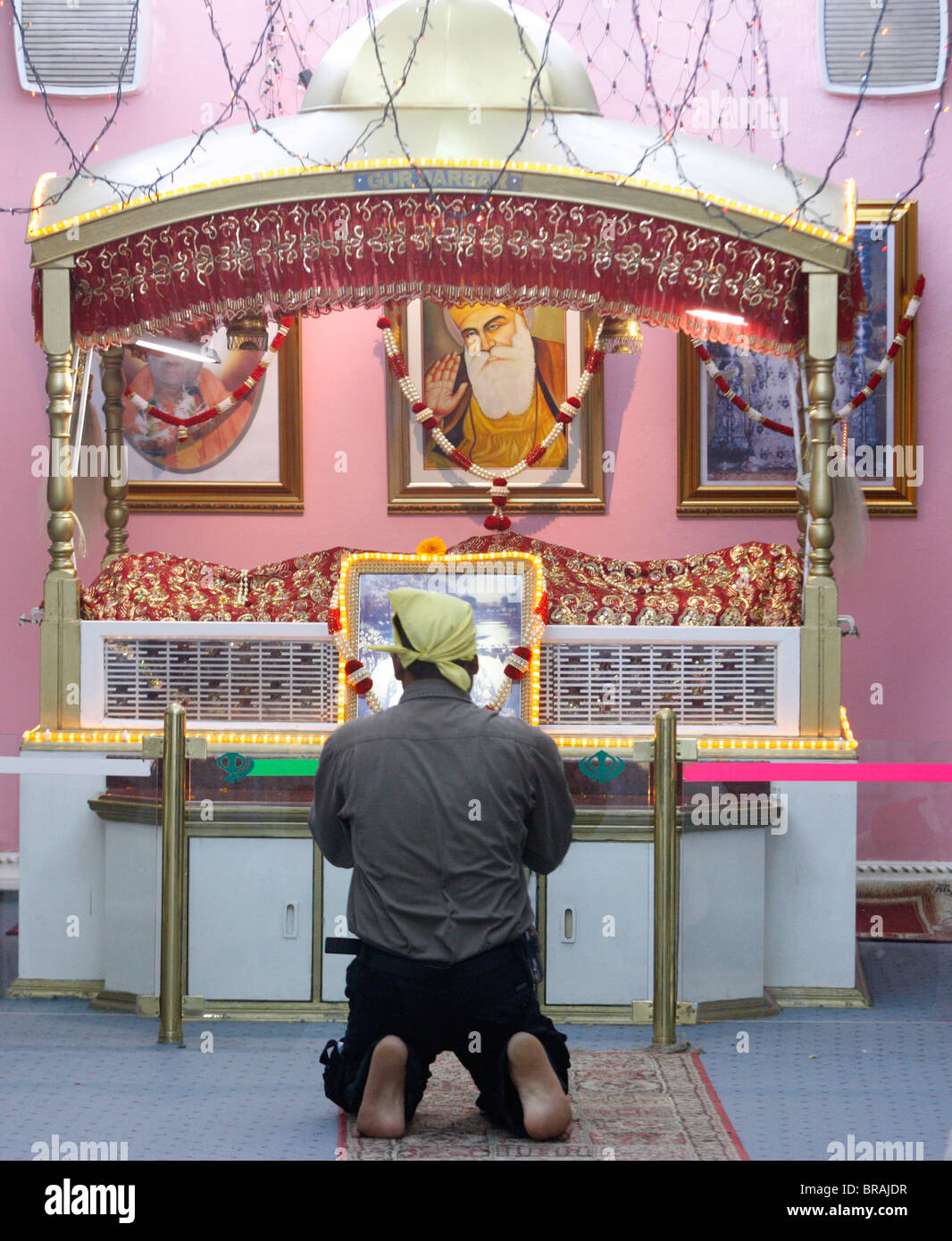 Man praying in Sikh Temple, Dubai, United Arab Emirates, Middle East ...