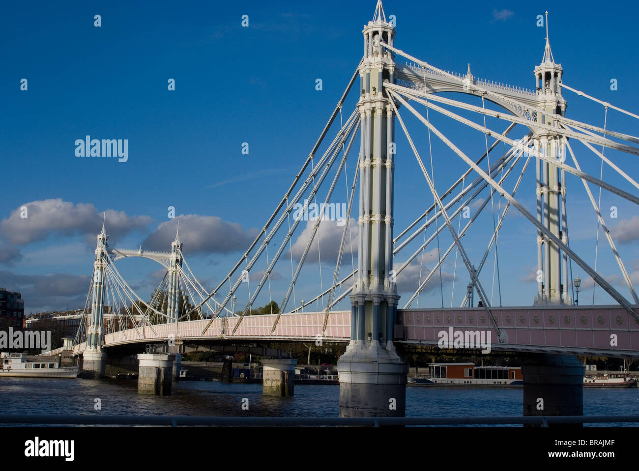 Albert Bridge over the River Thames, London, England, United Kingdom ...