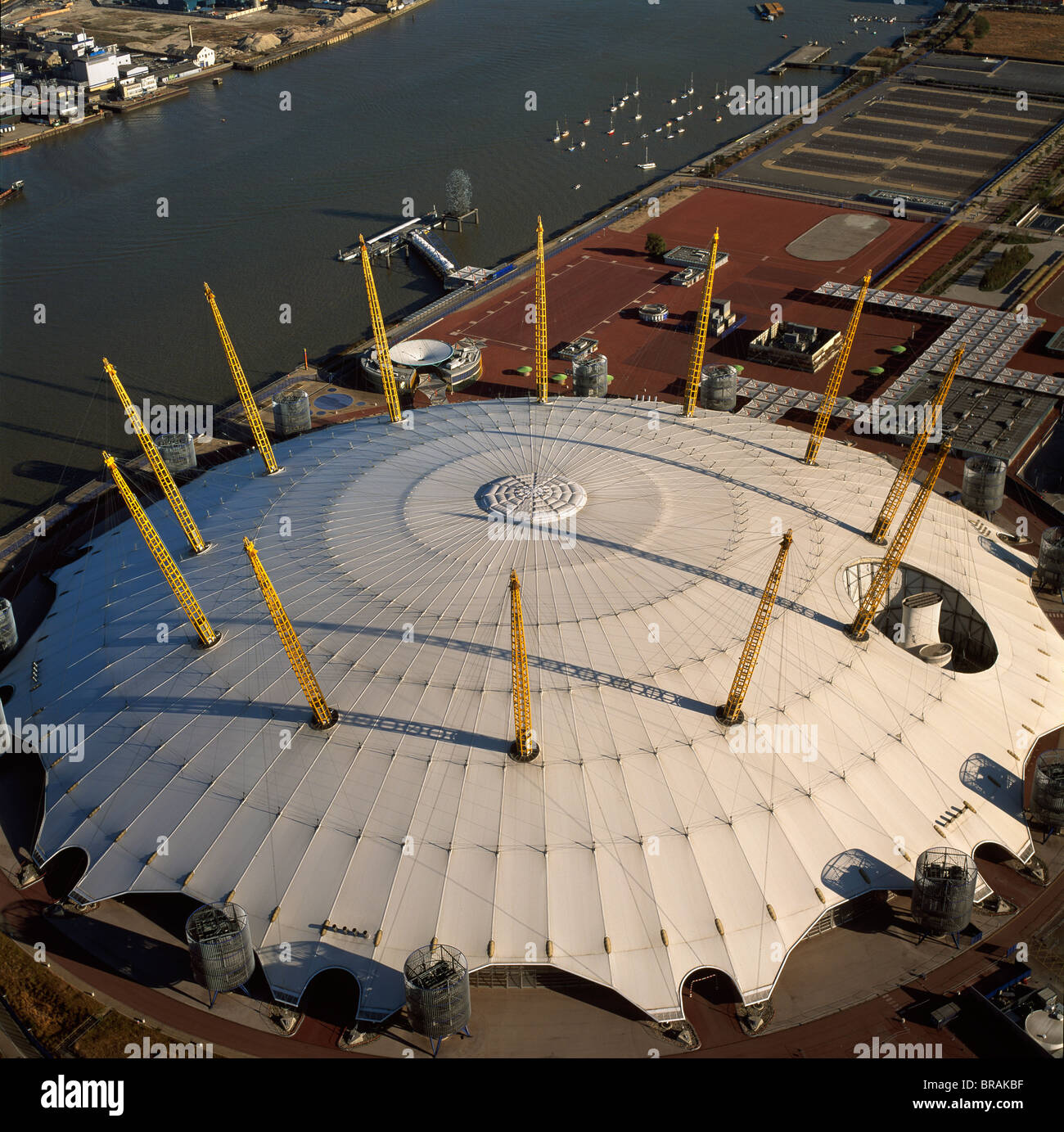 Aerial image of the Millennium Dome and the River Thames, Greenwich ...