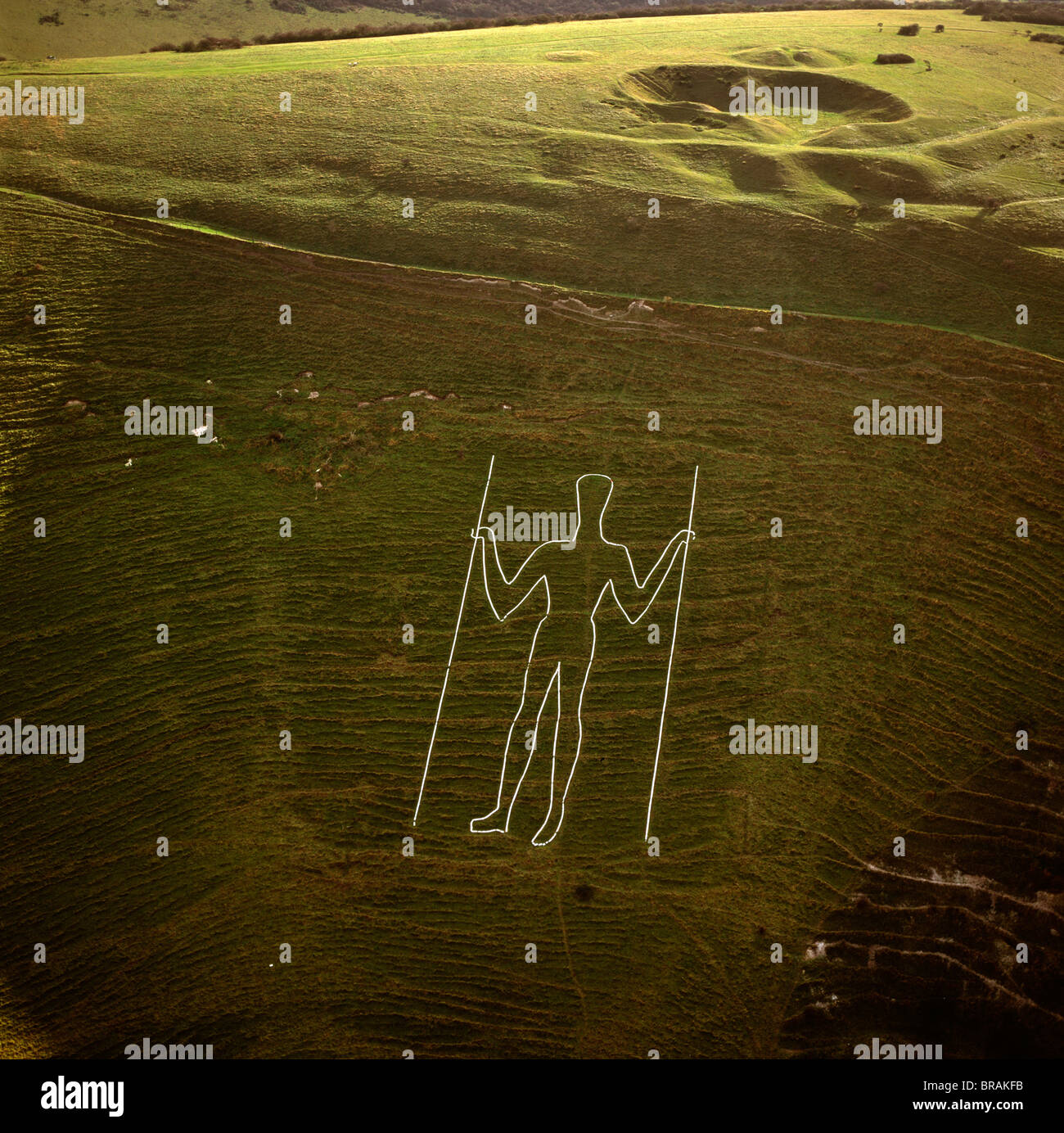Aerial image of the Long Man of Wilmington, Wilmington, East Sussex ...