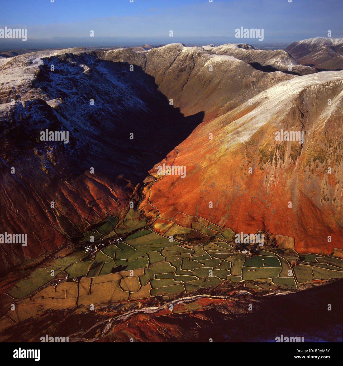 Aerial image of Wasdale Head, with St. Olaf's church, the smallest ...