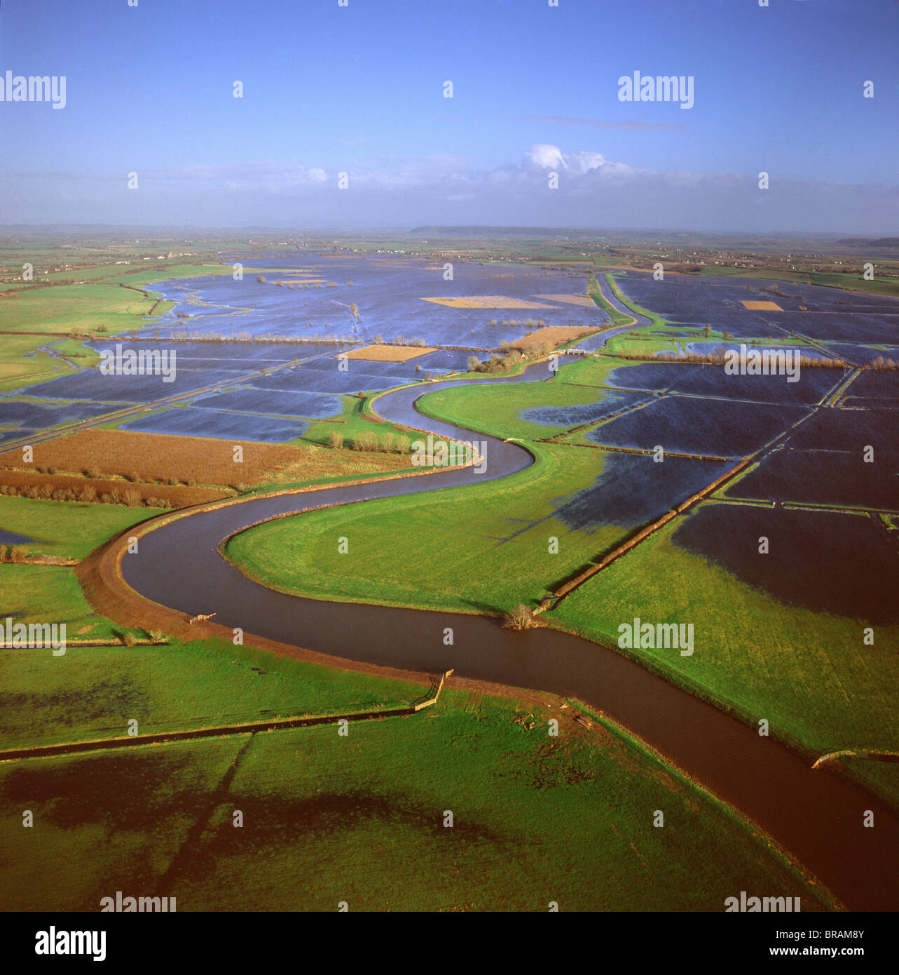 Aerial image of the River Tone in flood, Meare Green, near Taunton ...