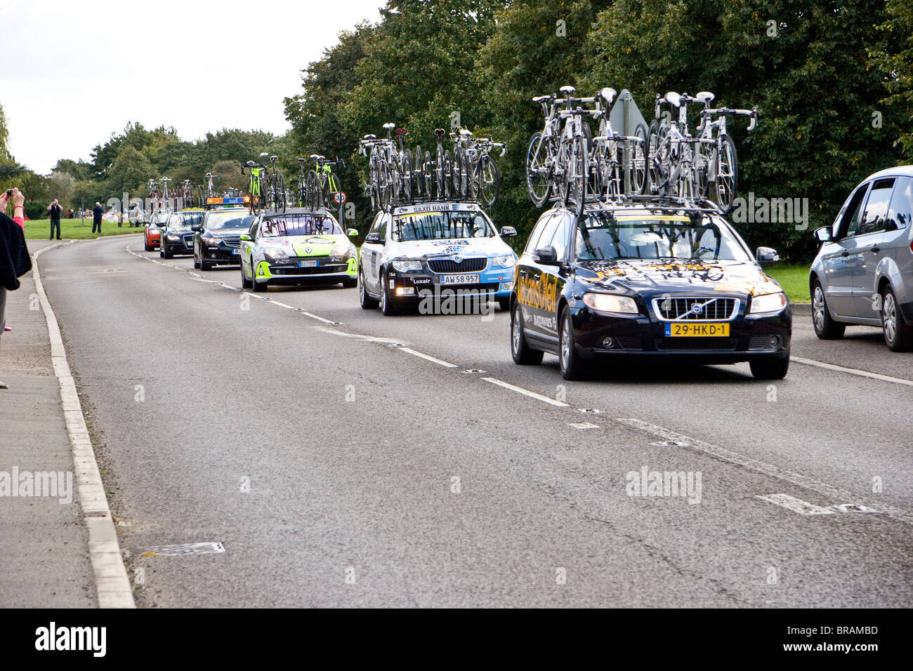 Team support vehicles for the 2010 Tour of Britain Cycle Race Stock ...
