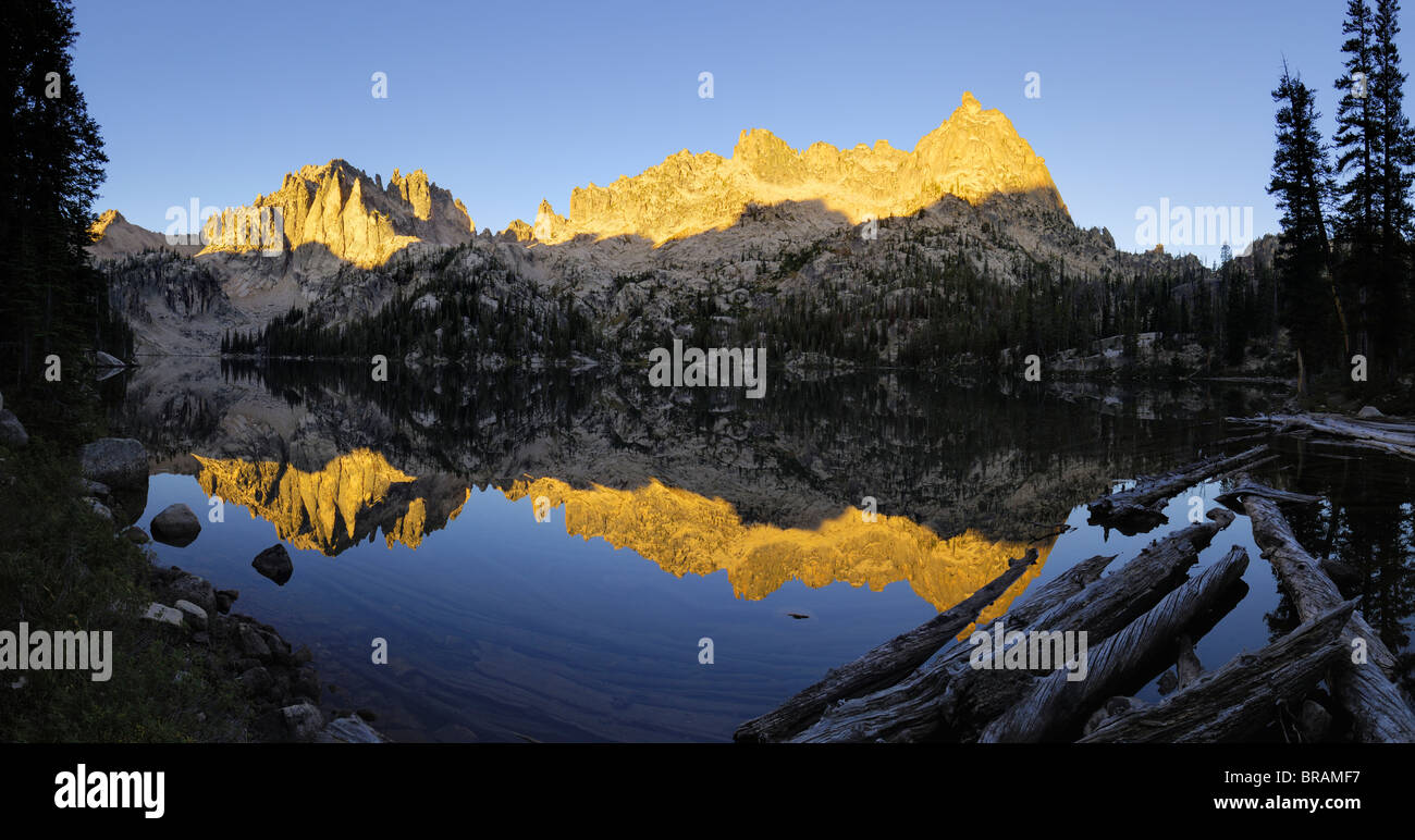 Dawn over Baron Lake, Sawtooth Mountains, Sawtooth Wilderness, Sawtooth ...