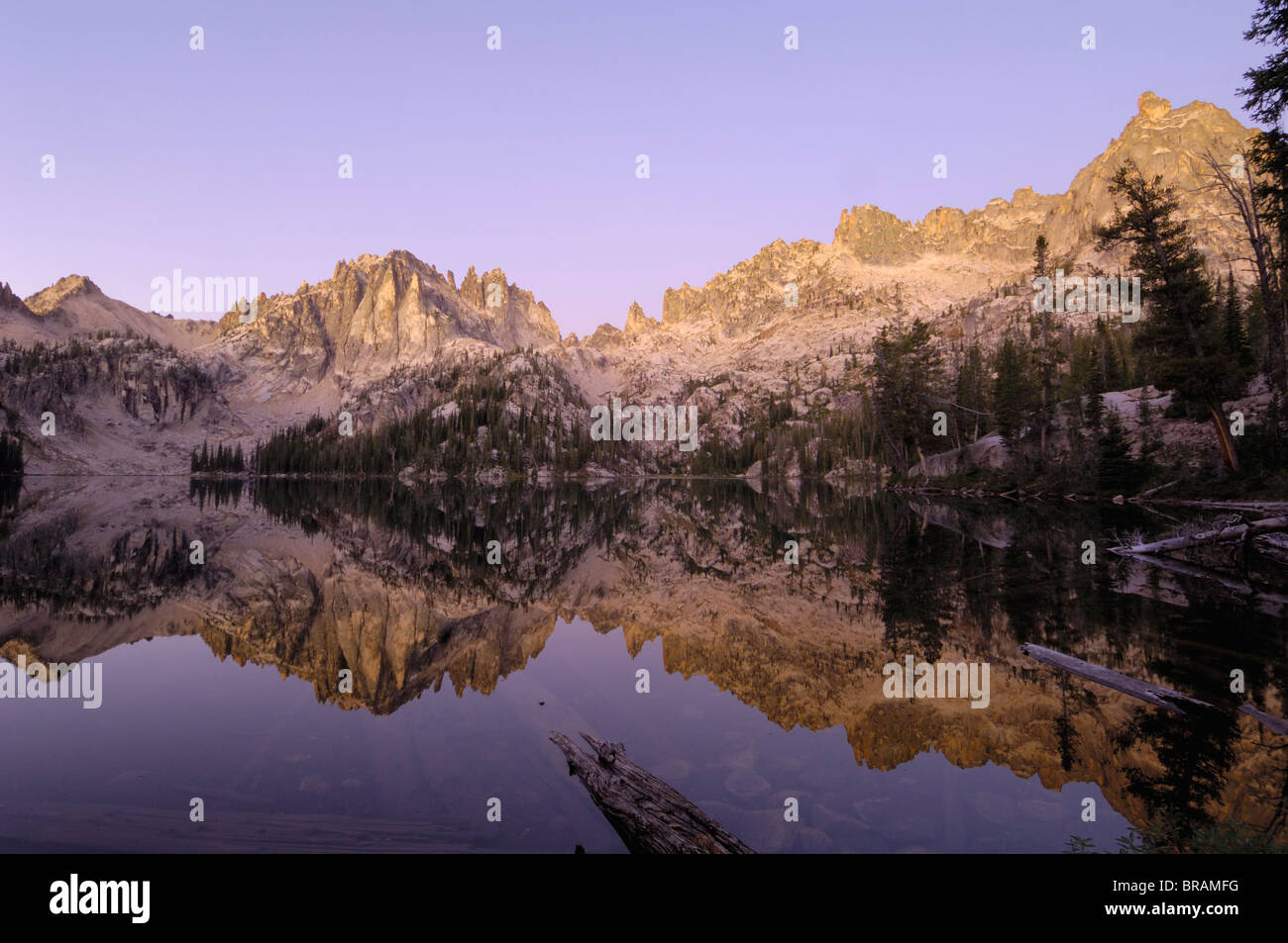 Dawn over Baron Lake, Sawtooth Mountains, Sawtooth Wilderness, Sawtooth ...