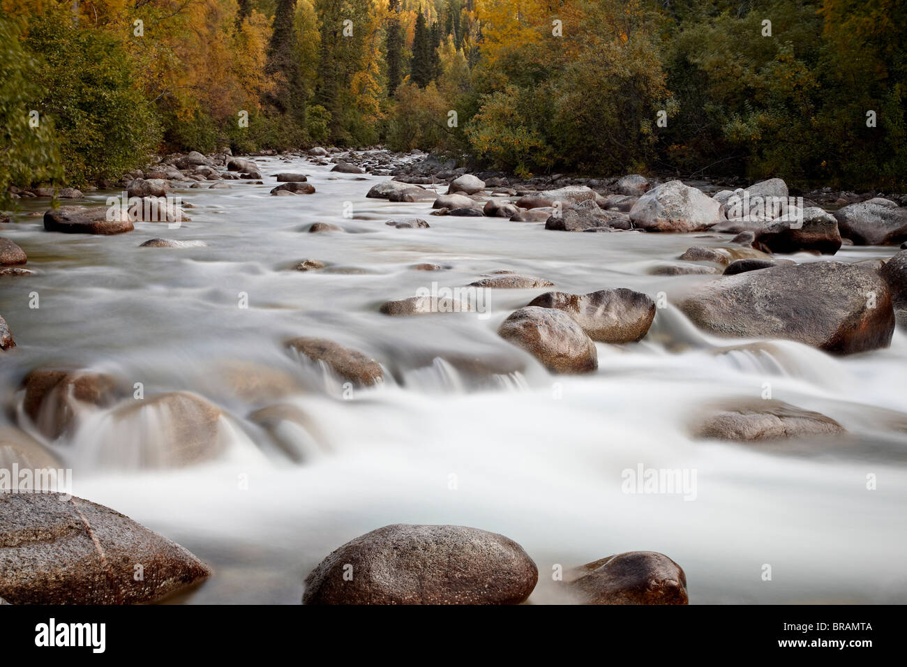 Cascades on the Little Susitna River with fall colors, Hatcher Pass ...