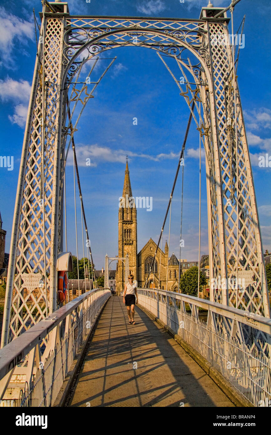 Walking Bridge and the Free Church of Scotland in Inverness Scotland ...