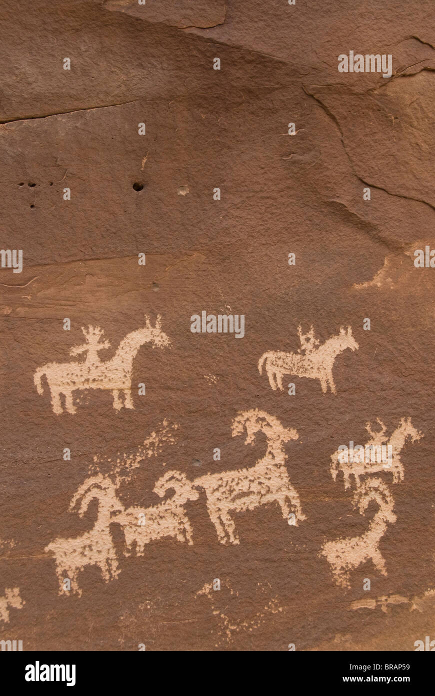 Ute Rock Art (petroglyphs), near Wolfe Ranch, Arches National Park ...