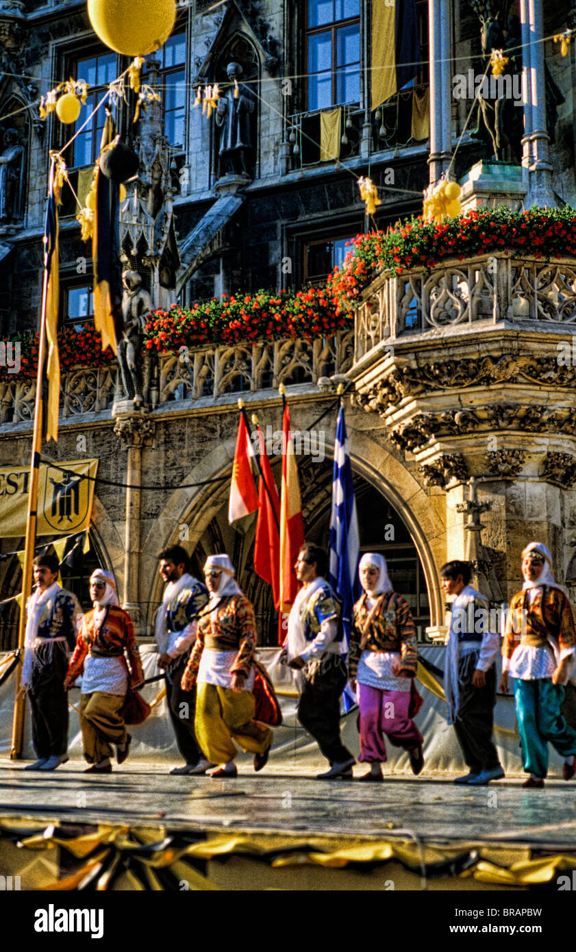 Life in Germany in Bavaria at celebration dancing of Oktoberfest party ...