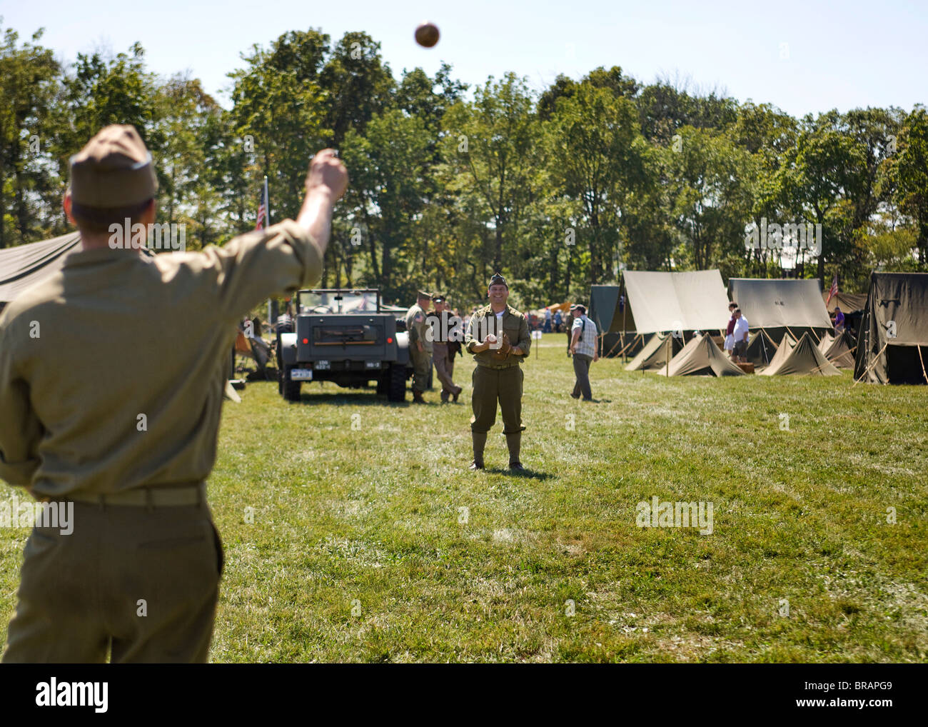WWII era US Army officers playing catch Stock Photo - Alamy