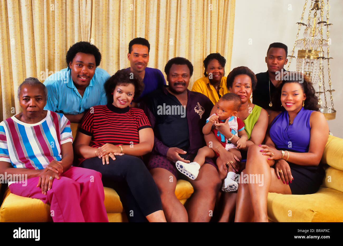 Black african american family portrait of four generations together ...