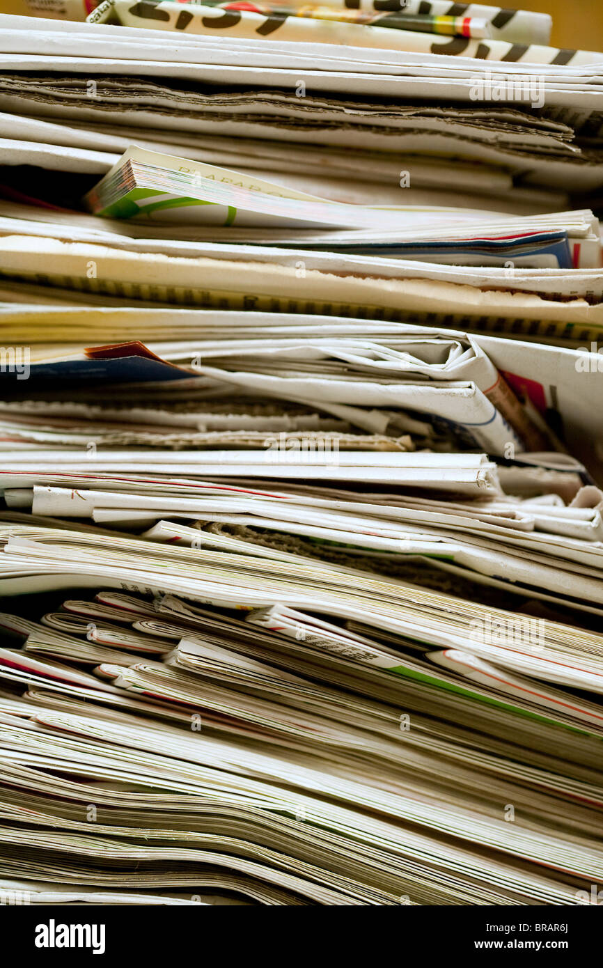 Image of a stack of old newspapers Stock Photo - Alamy