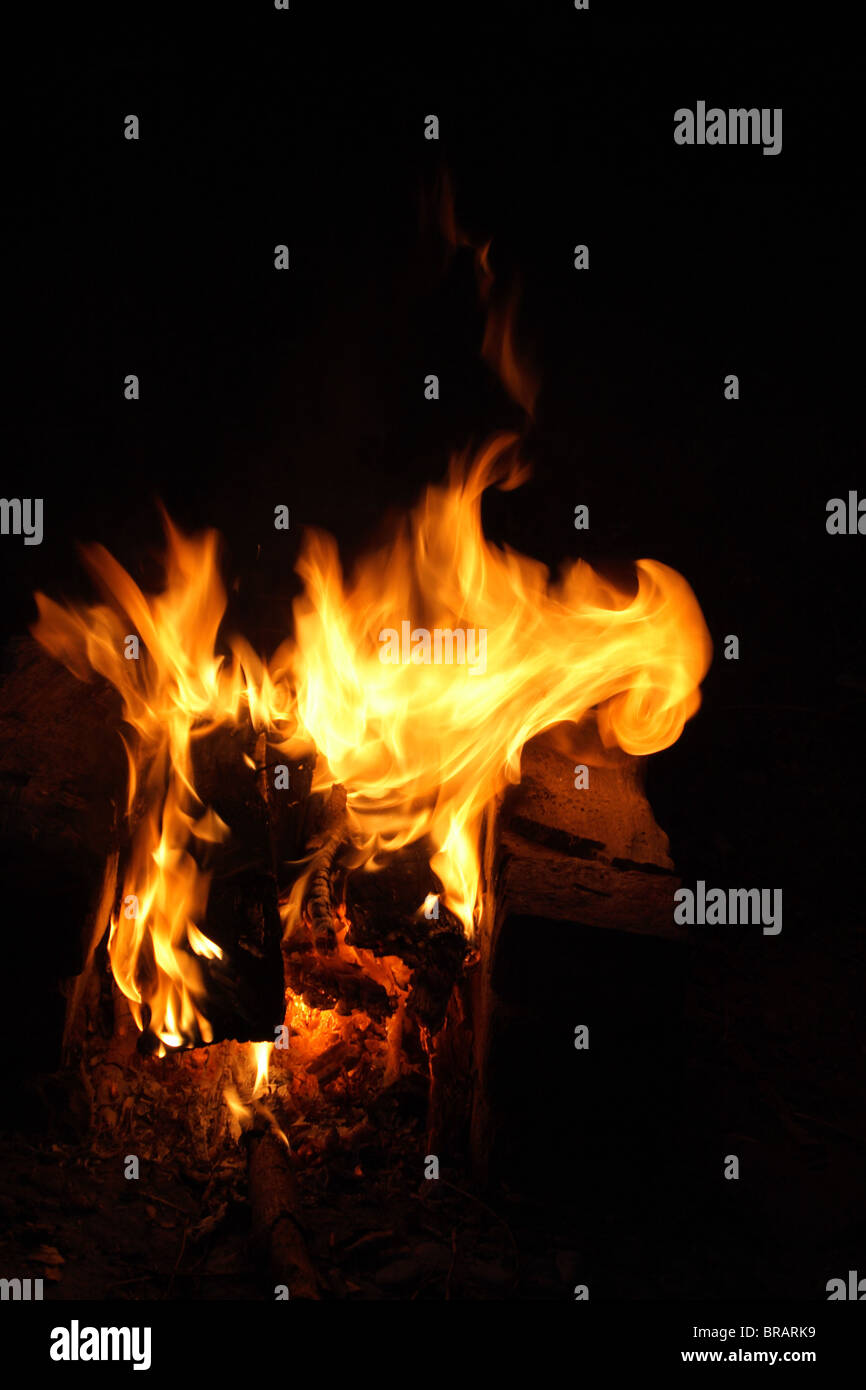 fire burning in the darkness Stock Photo - Alamy