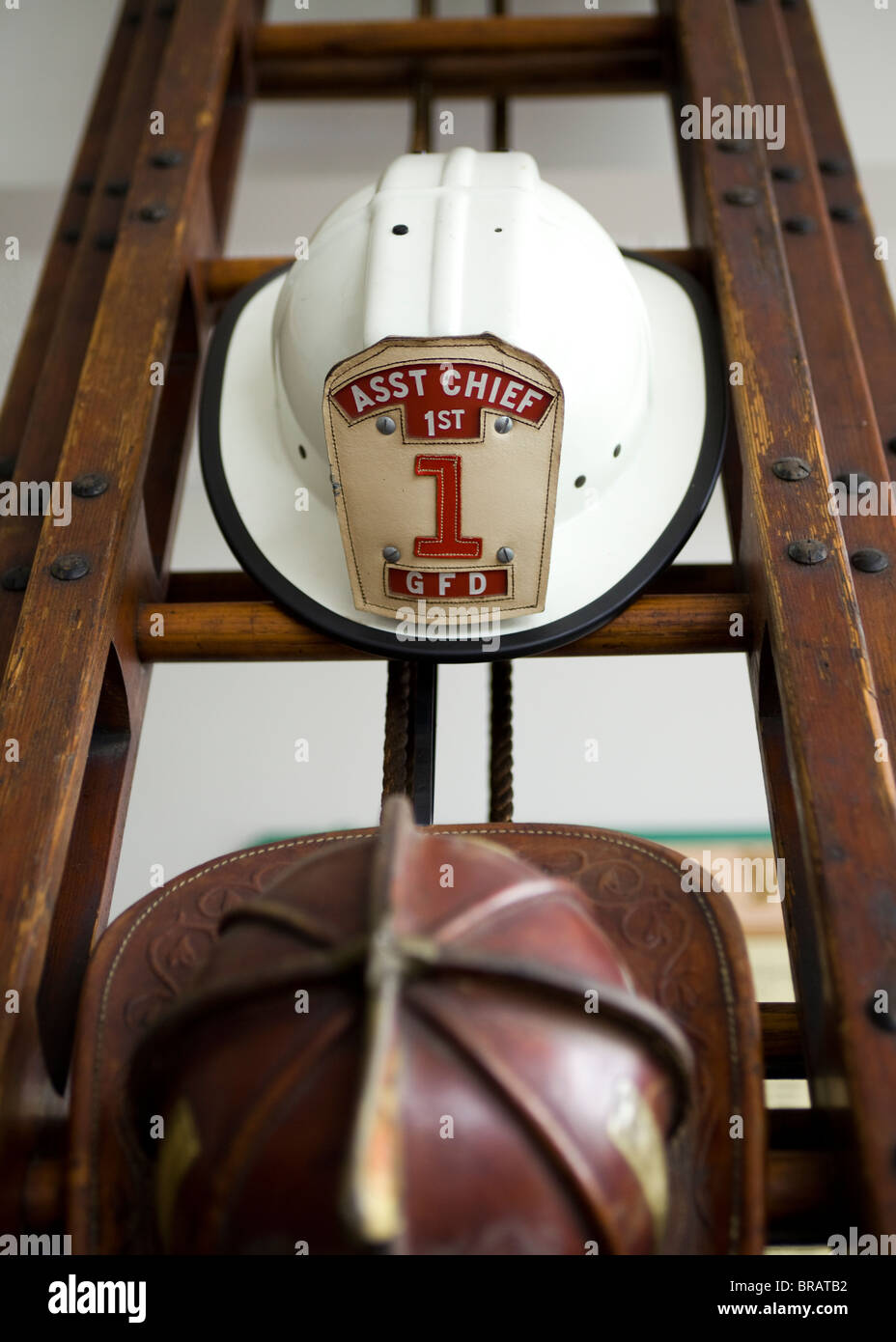 Antique firefighter helmet - Pennsylvania USA Stock Photo - Alamy