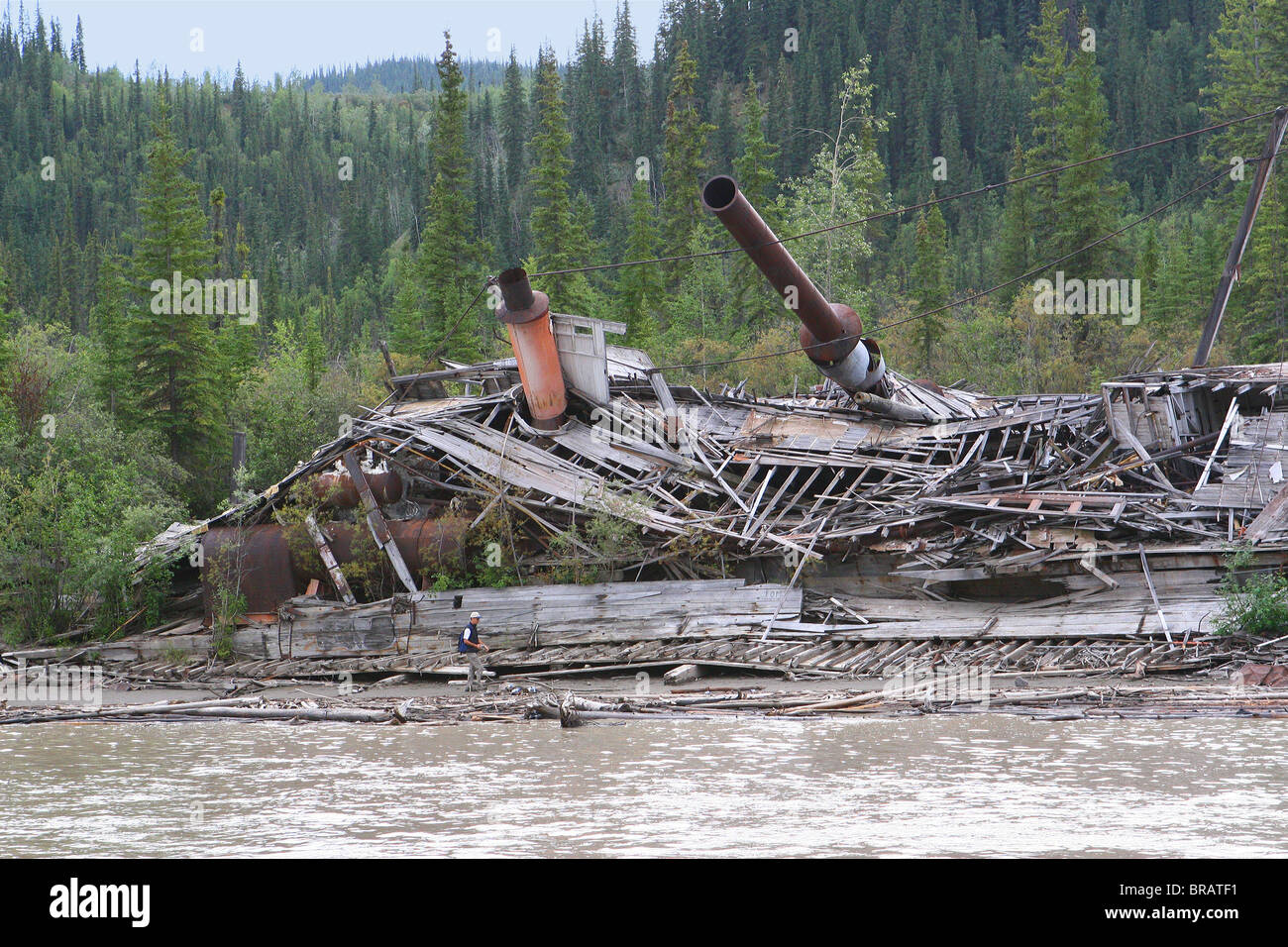 Paddle wheeler wreck an the banks of the Yukon River Stock Photo - Alamy