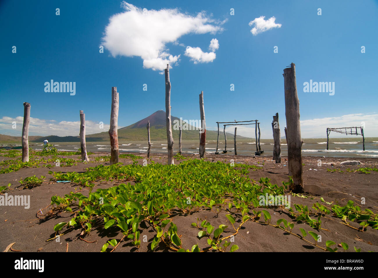 Photo of the volcano Momotombo. View from the lake of Managua Stock ...