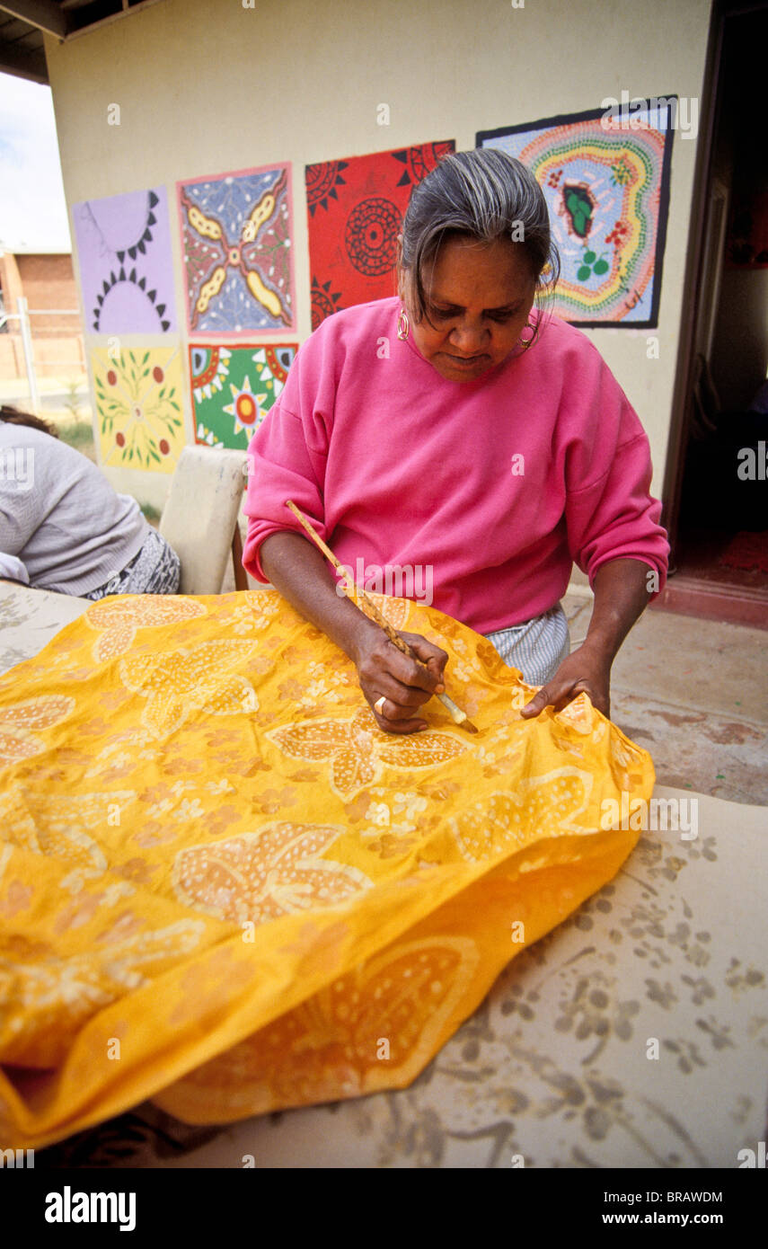 Aboriginal women batik painting, Australia Stock Photo - Alamy