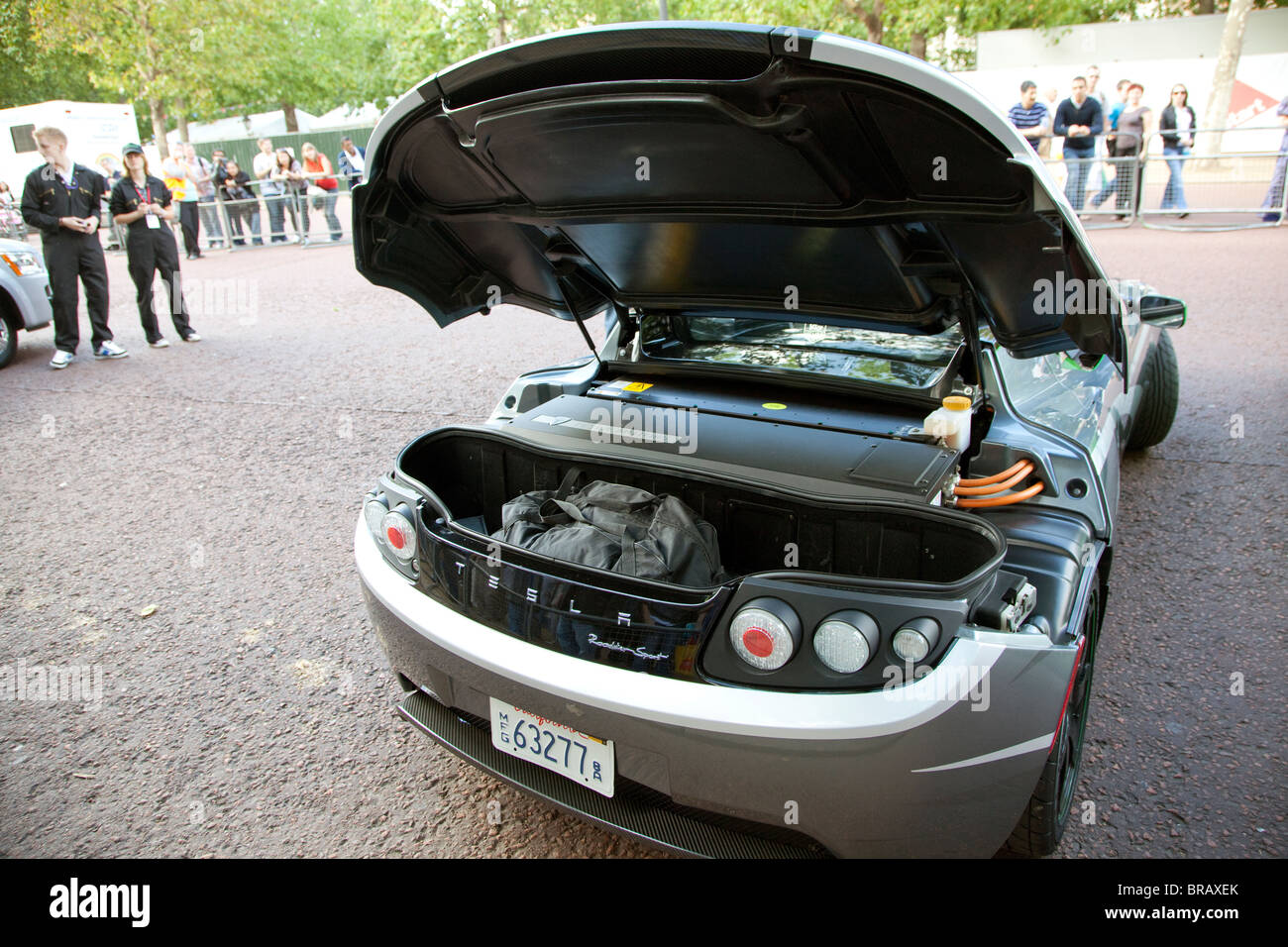 Tesla electric-powered sports car, London Stock Photo - Alamy
