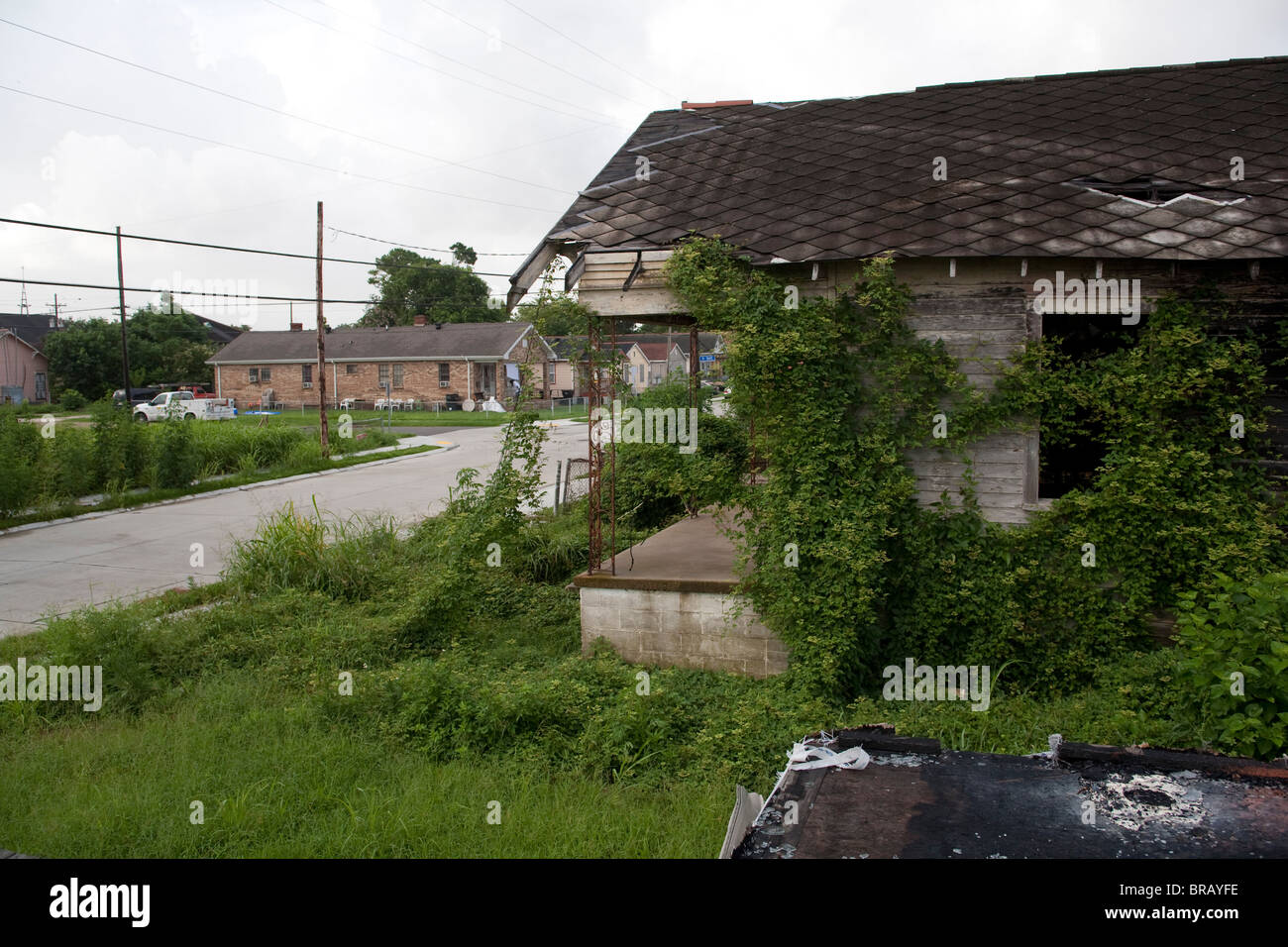 Blighted housing in New Orlean's Ninth Ward neighborhood Stock Photo ...