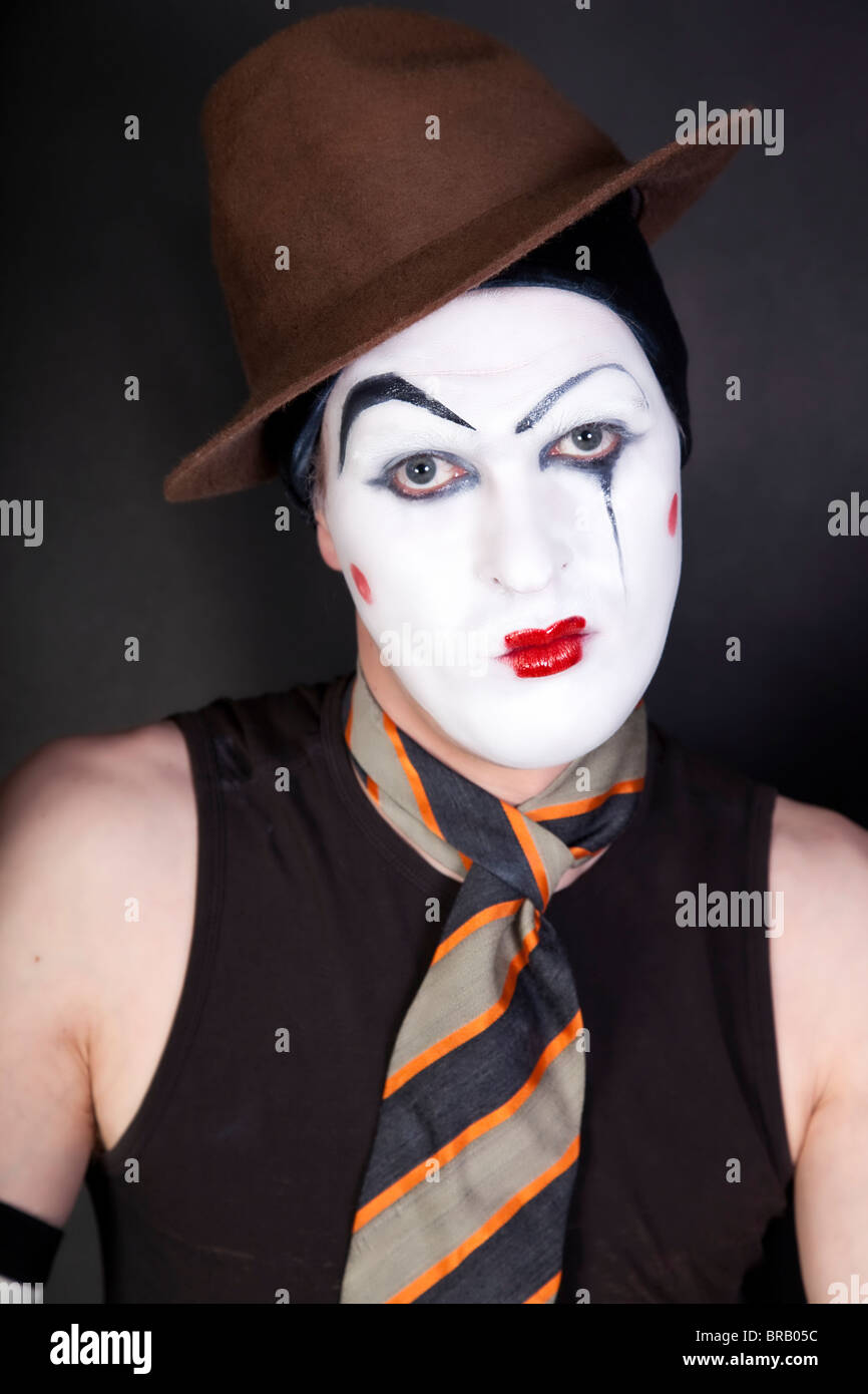 portrait of mime on black background Stock Photo - Alamy