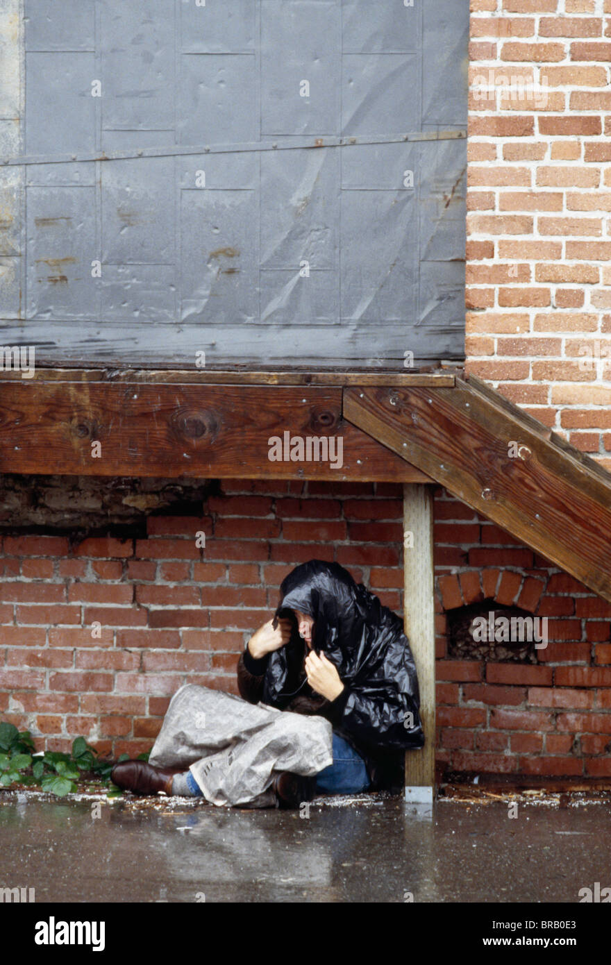 Homeless Man under Abandoned Loading Dock Stock Photo - Alamy