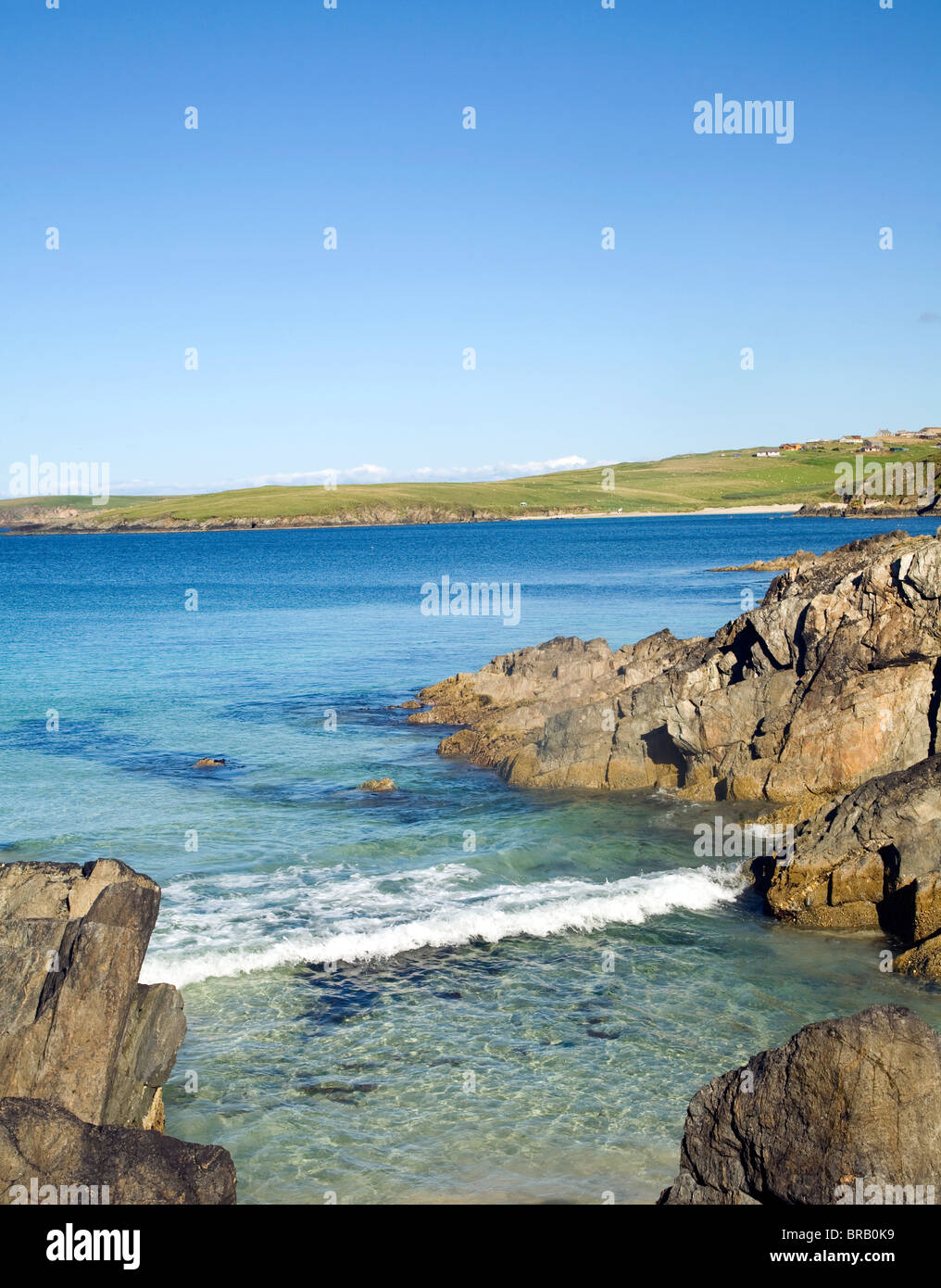 Sandy beach, Bay of Scousburgh, Shetland Islands, Scotland Stock Photo ...
