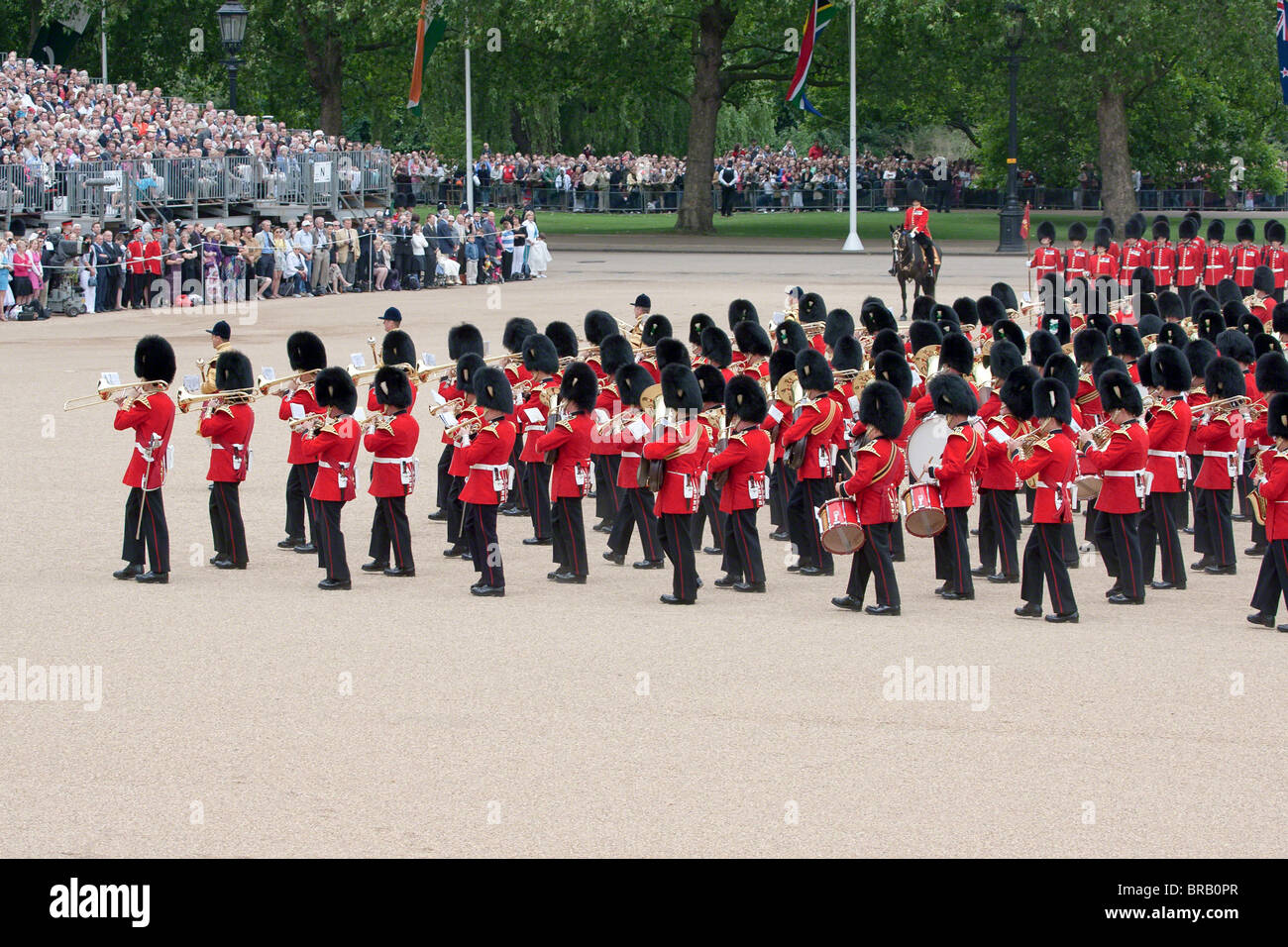 Bands of the Grenadier and Welsh Guards marching into position ...