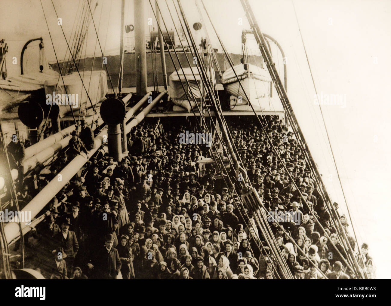 Immigrants from Eastern Europe on boat - 19th century Stock Photo ...