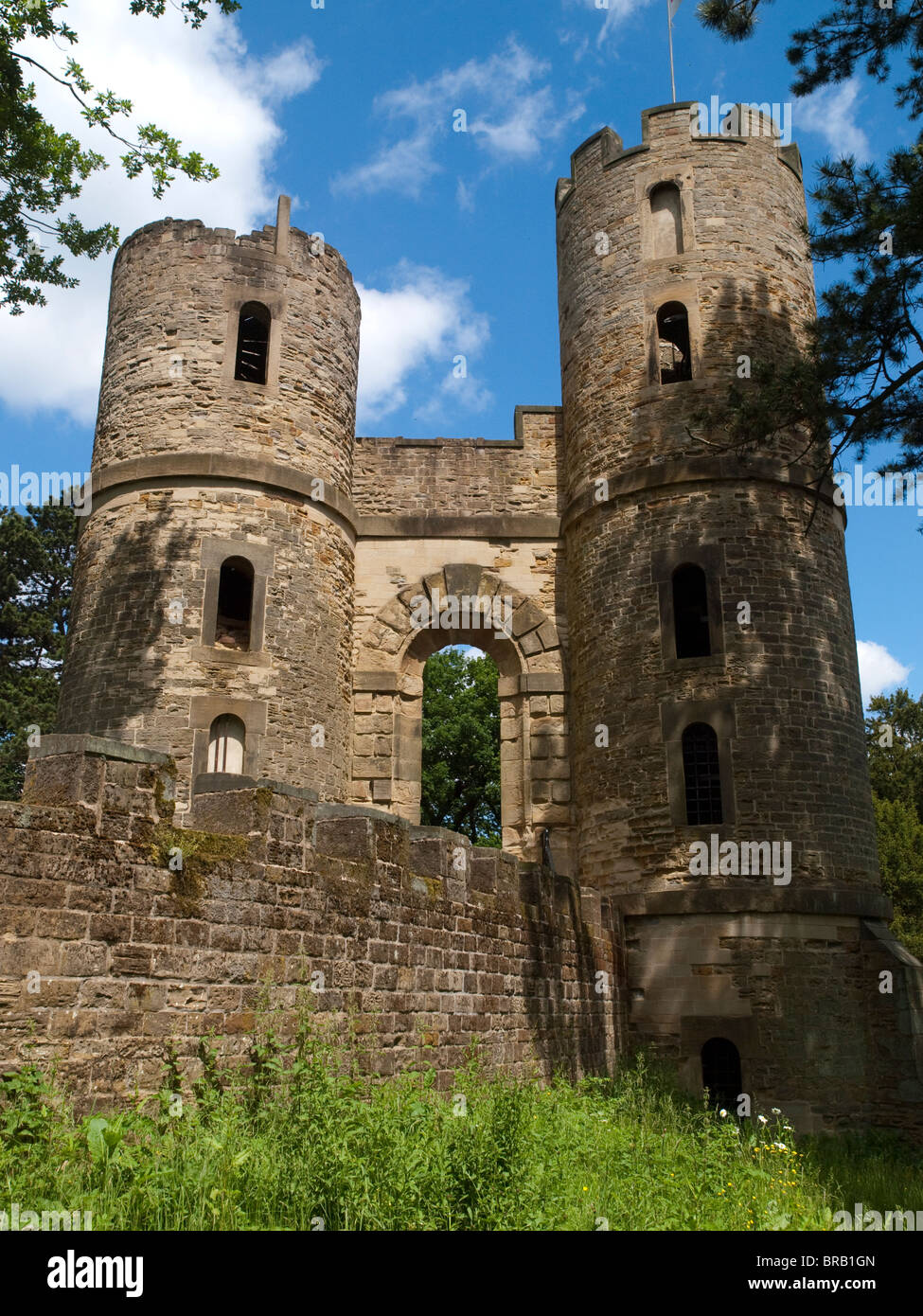 Stainborough Castle, in the Wentworth Castle Gardens, near Barnsley in ...