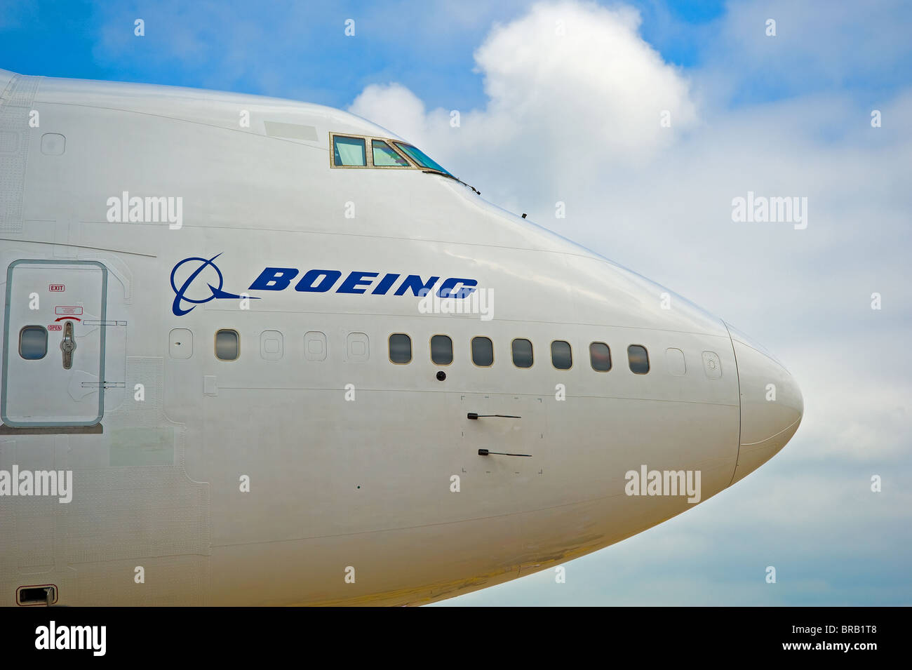 front view Boeing Dreamlifter 747, static display at air show, airfest ...