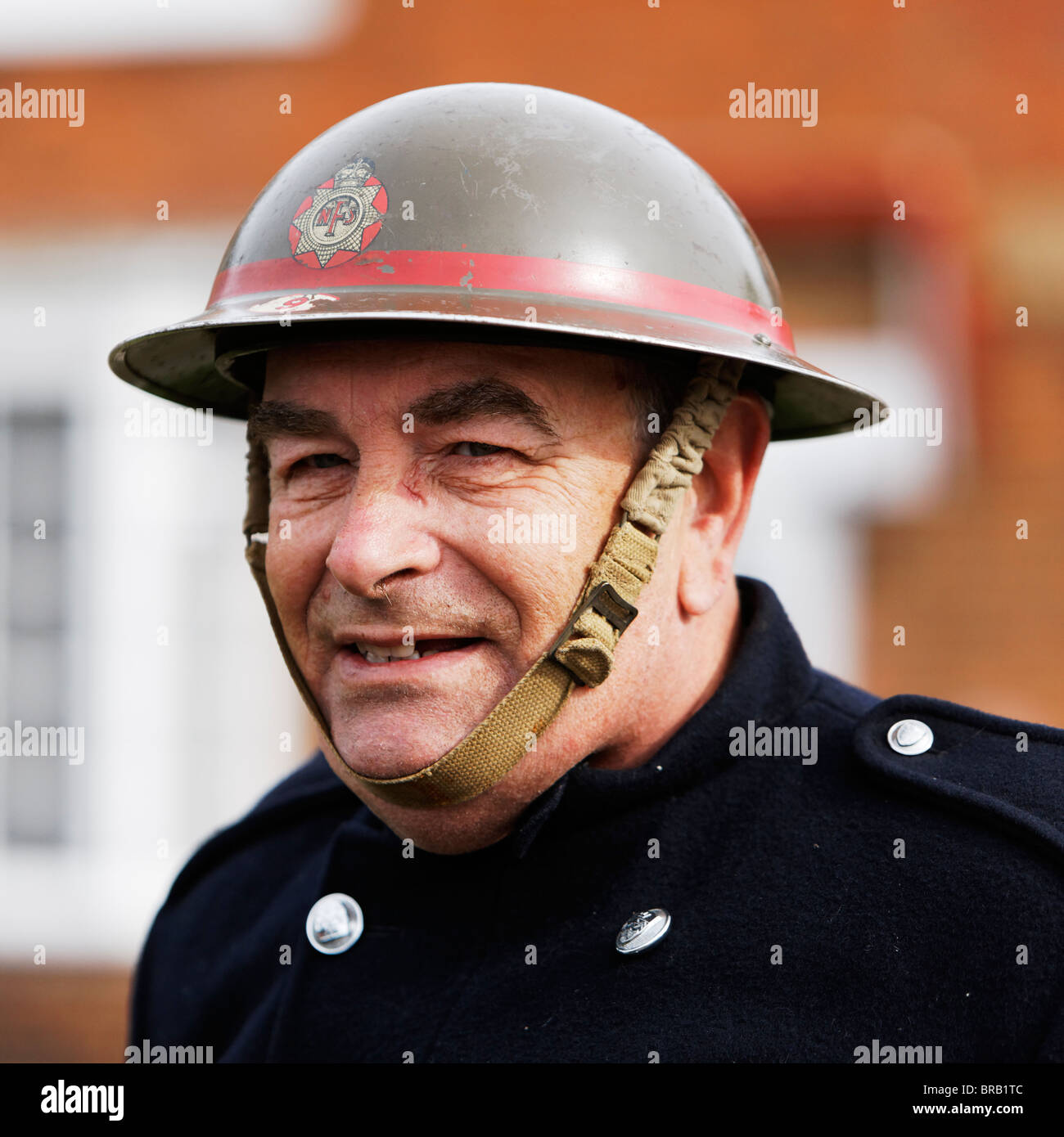 British National Fire Service Fireman in Brodie Tin Hat 1941 - 48 Stock ...
