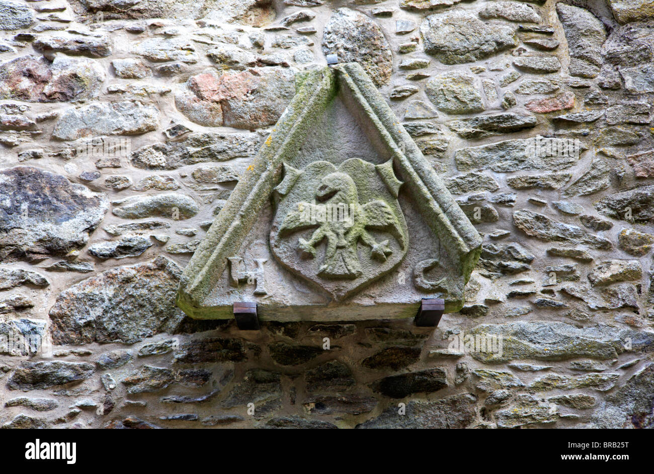 Carved stonework on the inner walls of the ruined Glenbuchat Castle ...
