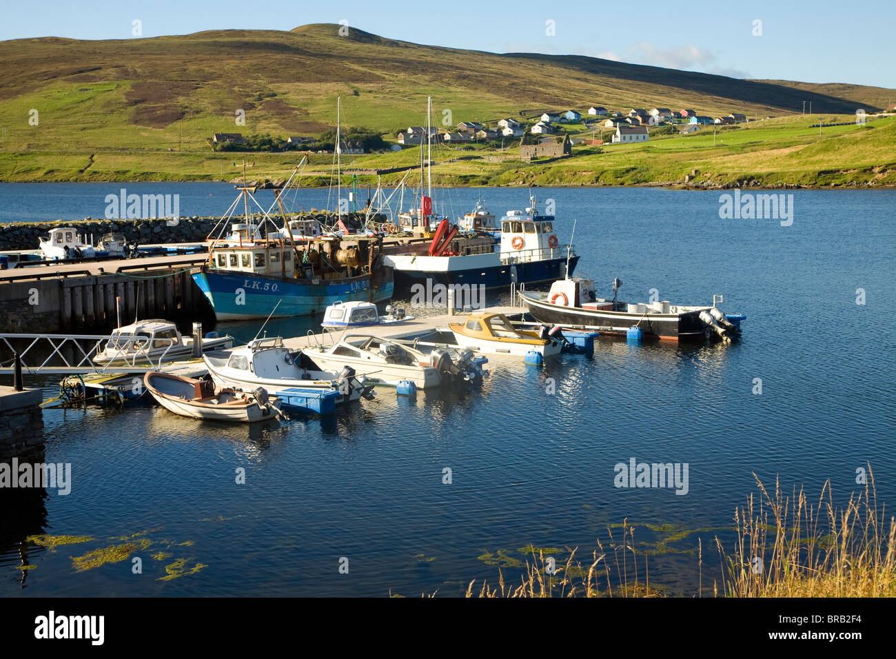 Fishing boats harbour Voe, Shetland Islands, Scotland Stock Photo - Alamy