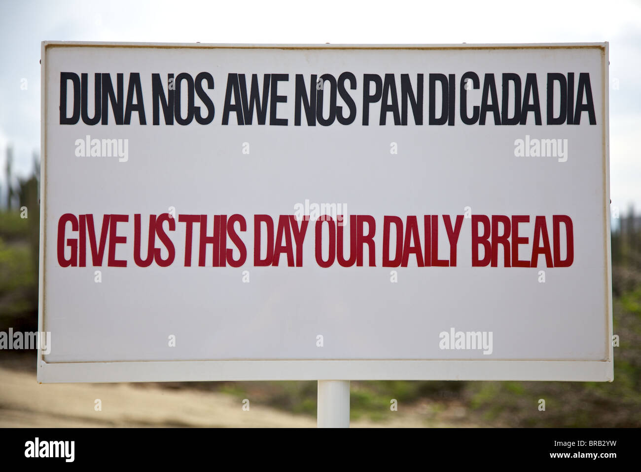 The Lord's Prayer Printed on a Sign in English and in Papiamento, the ...