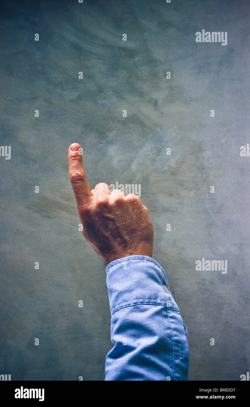 One male hand, finger number one, signifying first, best, winner ...