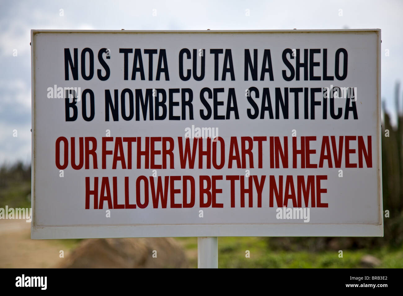 The Lord's Prayer Printed on a Sign in English and in Papiamento, the ...