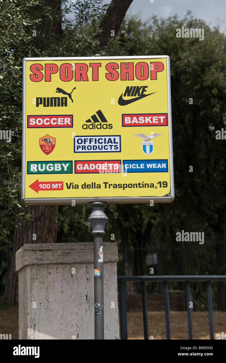 Italian Sports Shop sign, Rome Stock Photo - Alamy