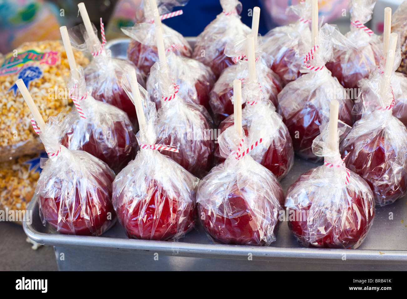 Candy apples for sale at the fair Stock Photo - Alamy
