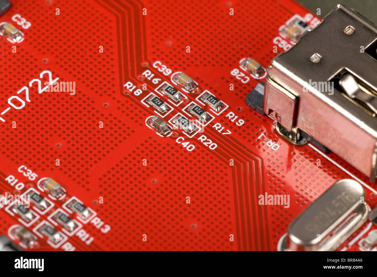 Red Circuit Board close up shot for background Stock Photo - Alamy