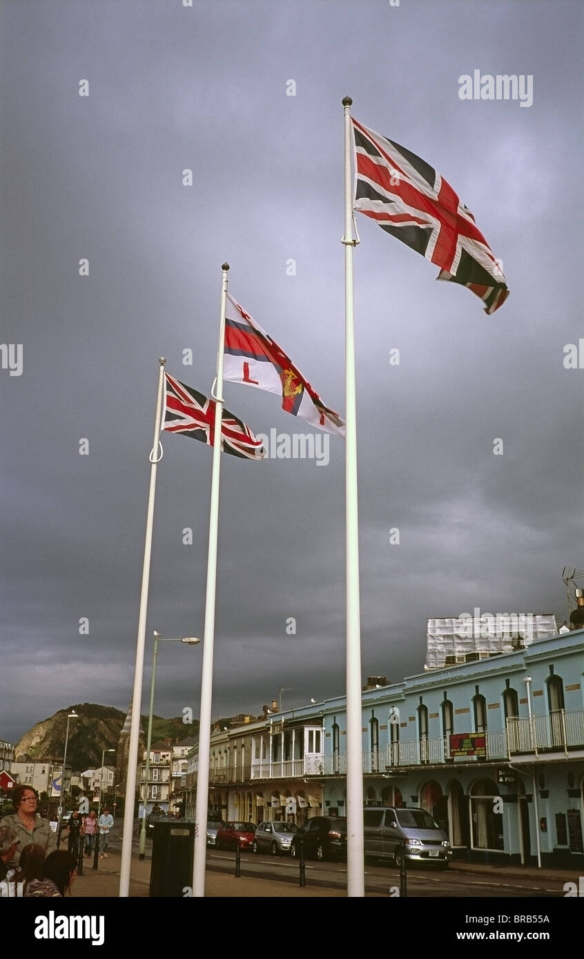 Union Flags and the Royal National Lifeboat Institute flag flying from ...