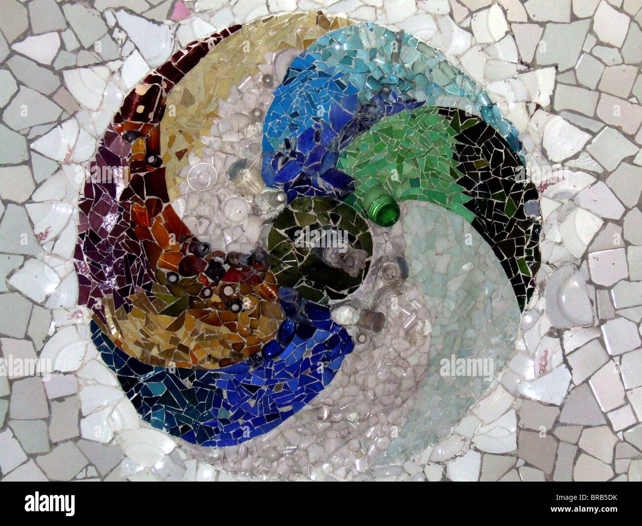 Gaudi mosaic, Parc Guell, Barcelona Stock Photo - Alamy
