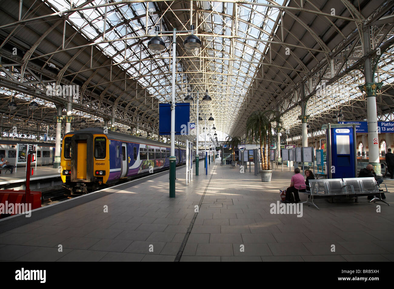 Train inside Piccadilly railway station in Manchester UK Stock Photo ...