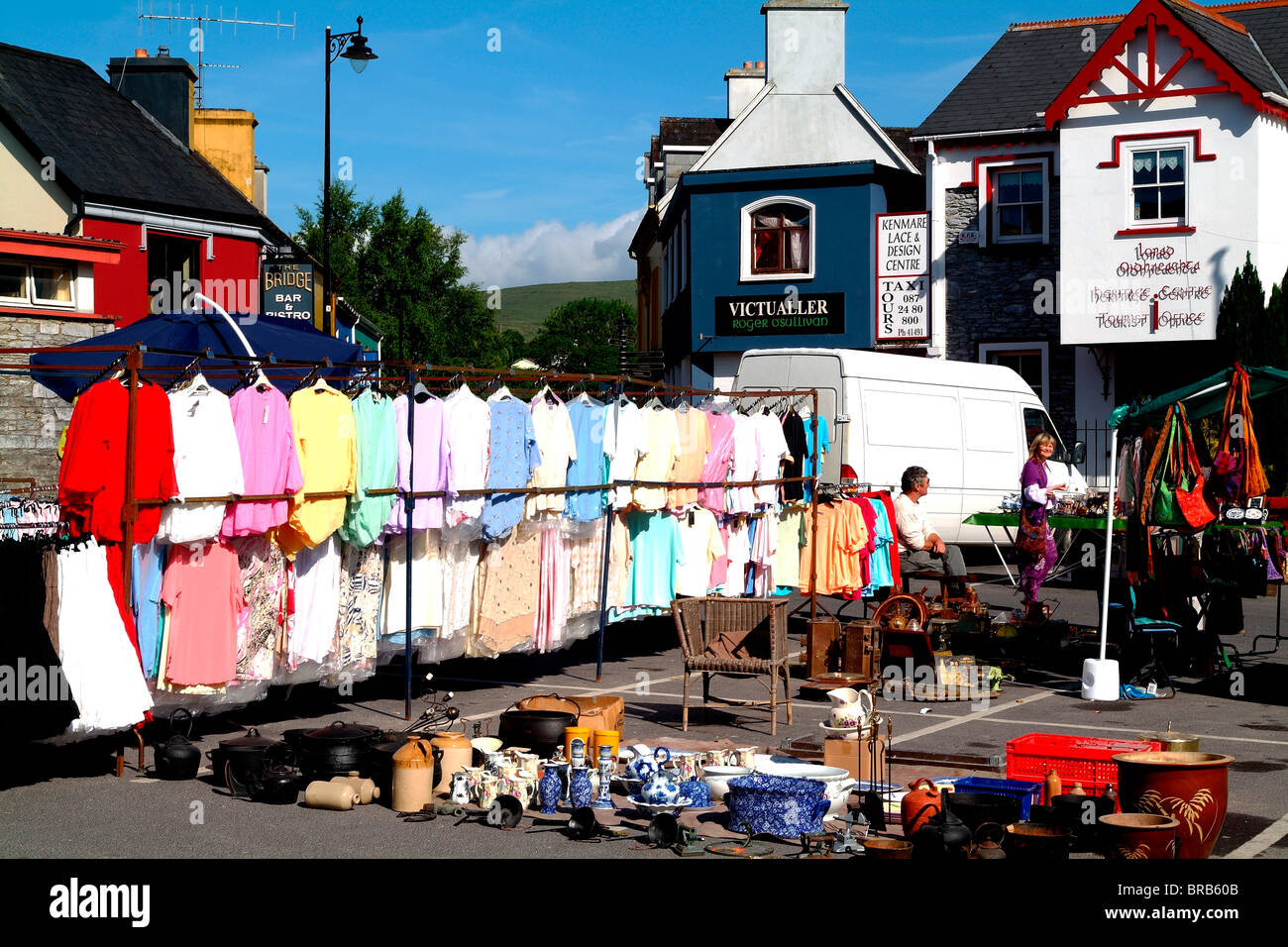 Kenmare, Co Kerry, Ireland; Man Selling His Goods At A Market Stock ...