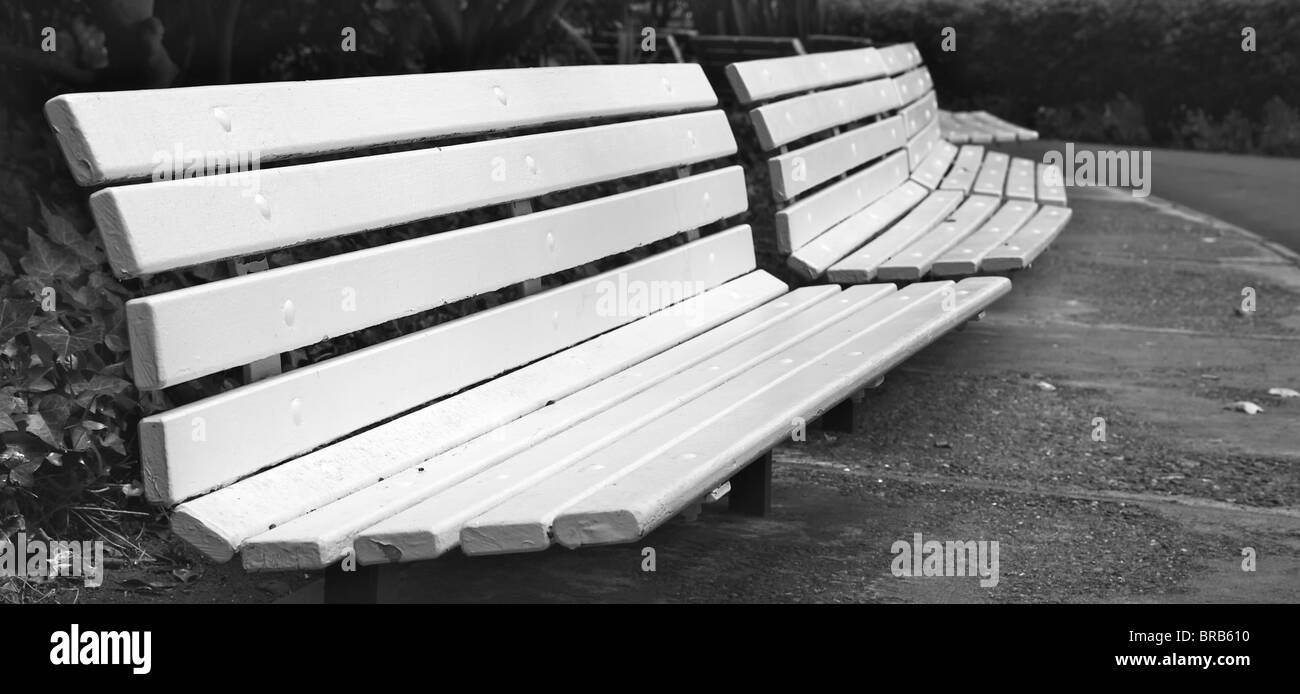 Long white bench Black and White Stock Photos & Images - Alamy